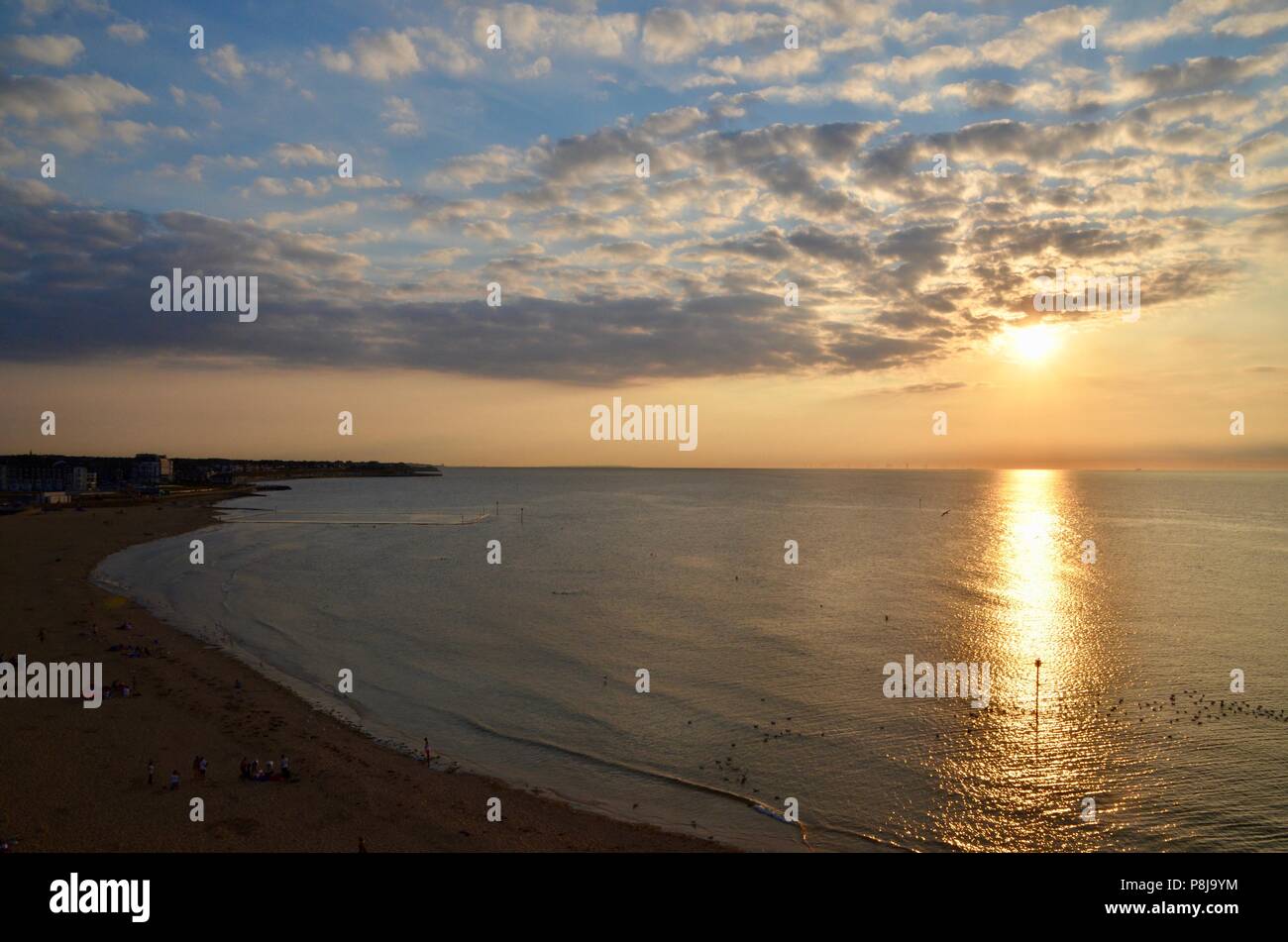 the sunsets over margate harbour and beach kent UK Stock Photo - Alamy
