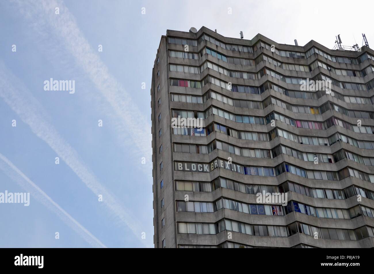 pro remain anti brexit display protest in margate tower block kent UK ...