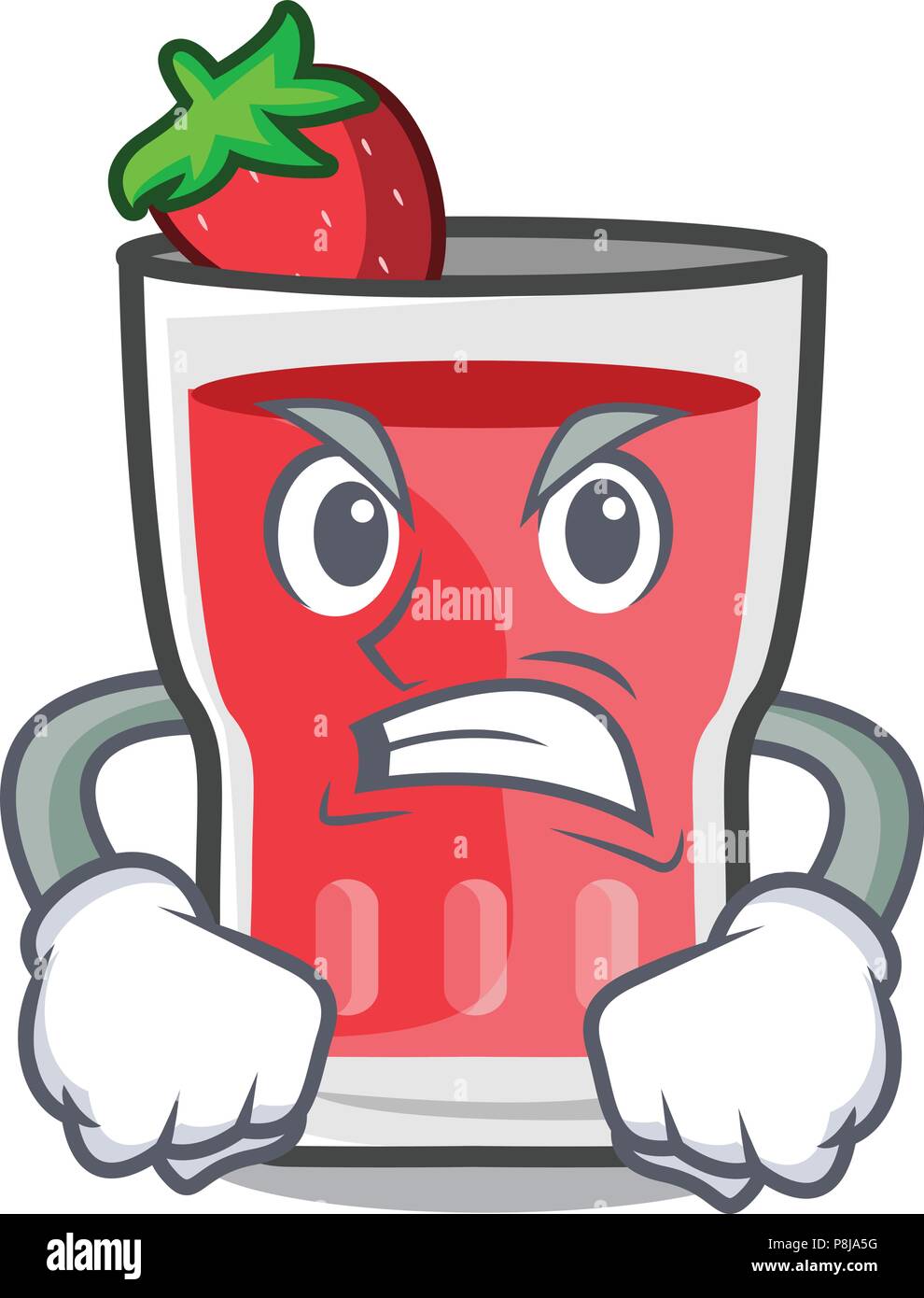 Angry strawberry mojito mascot cartoon vector illustration Stock Vector ...