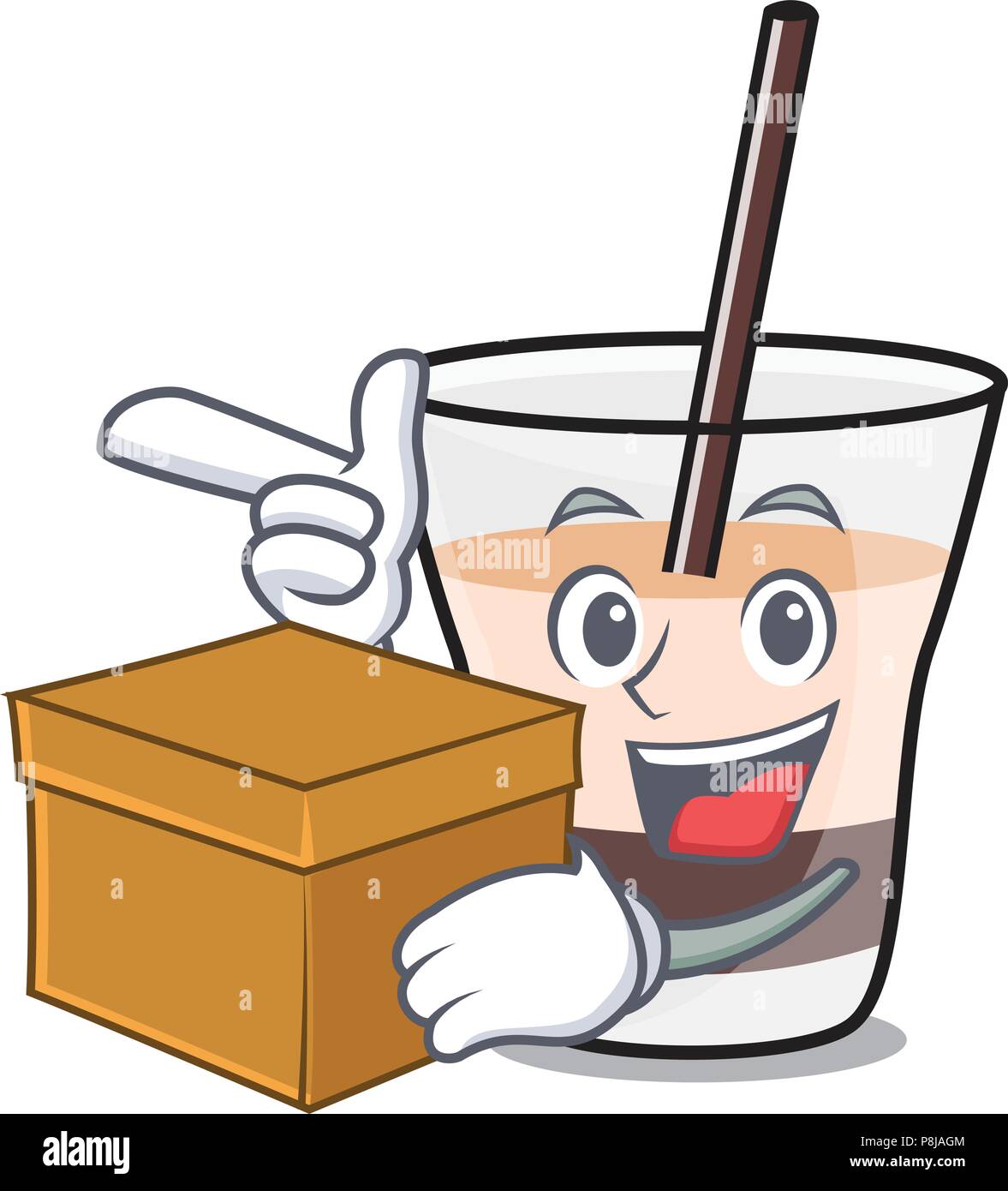 With box white russian character cartoon vector illustration Stock ...