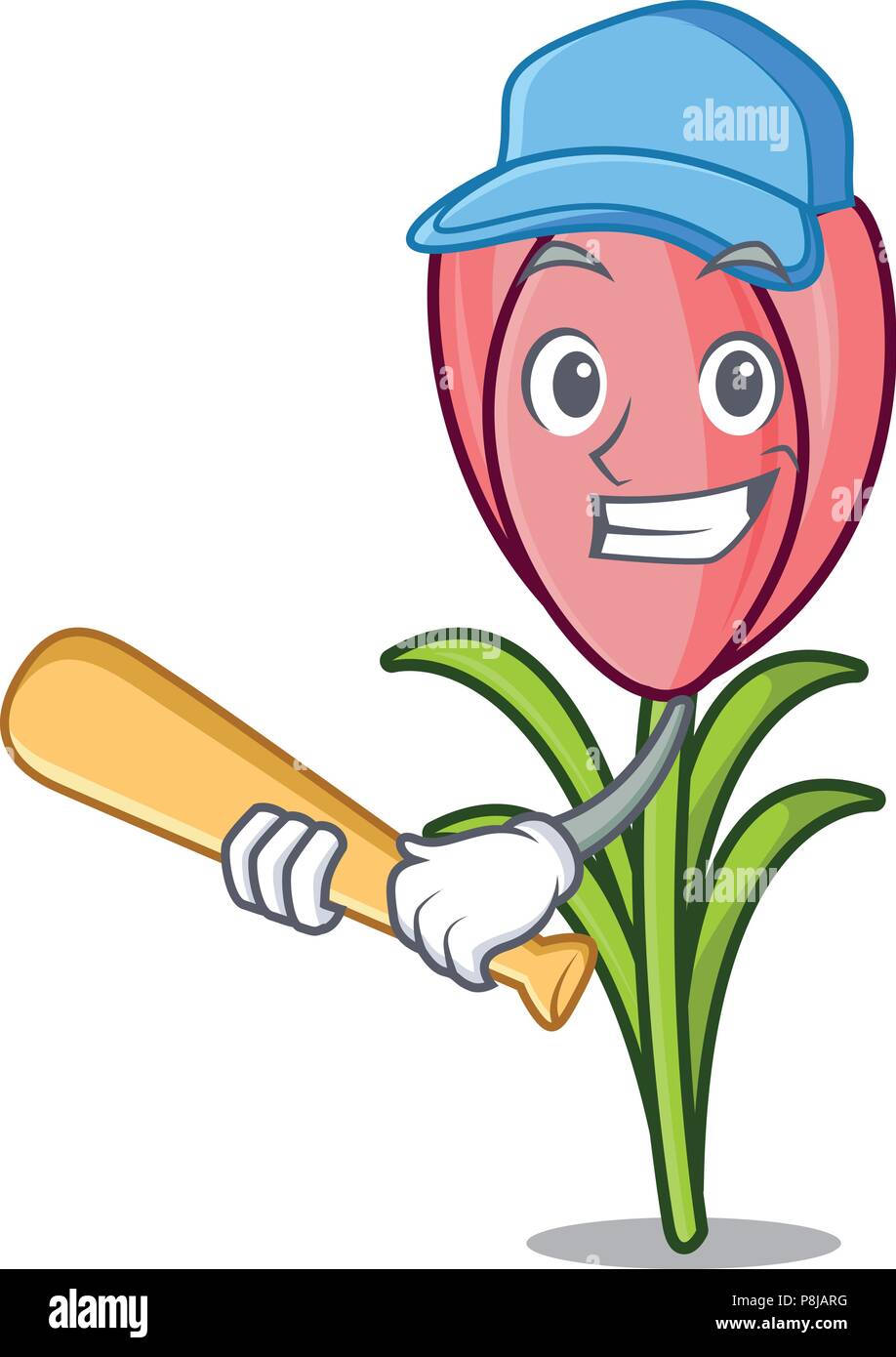 Playing baseball crocus flower character cartoon Stock Vector Image ...