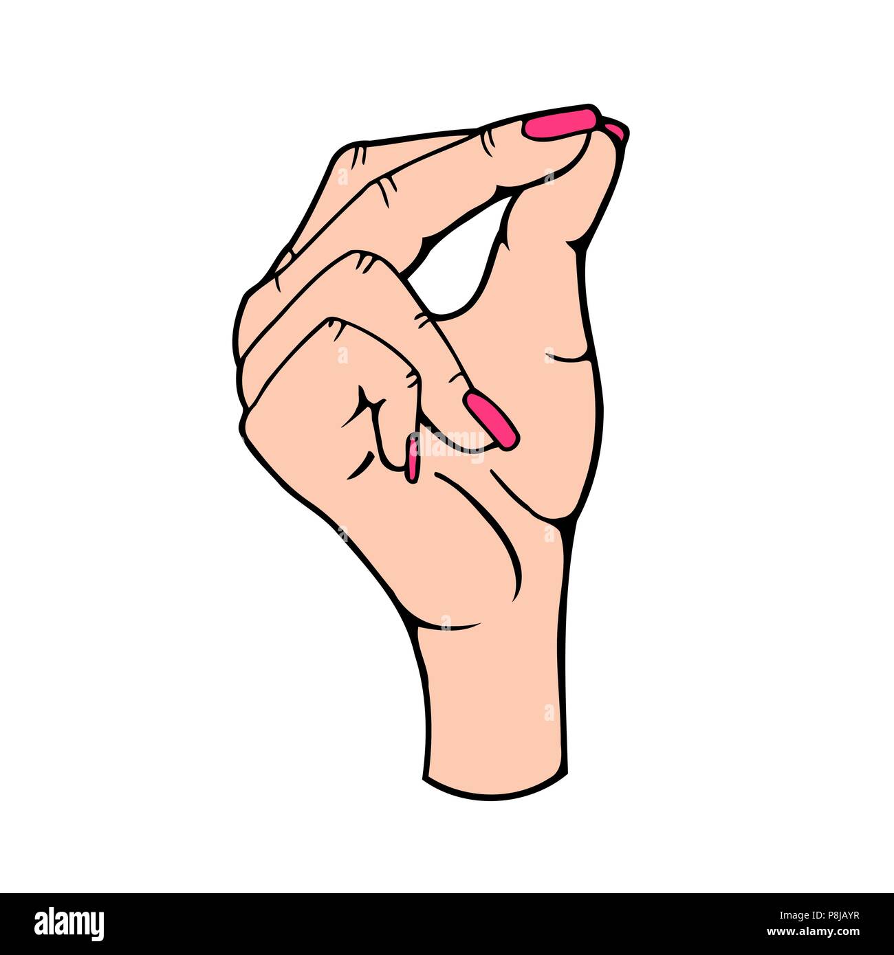 Hand ok sign illustration, drawing, engraving, ink, line art, vector ...