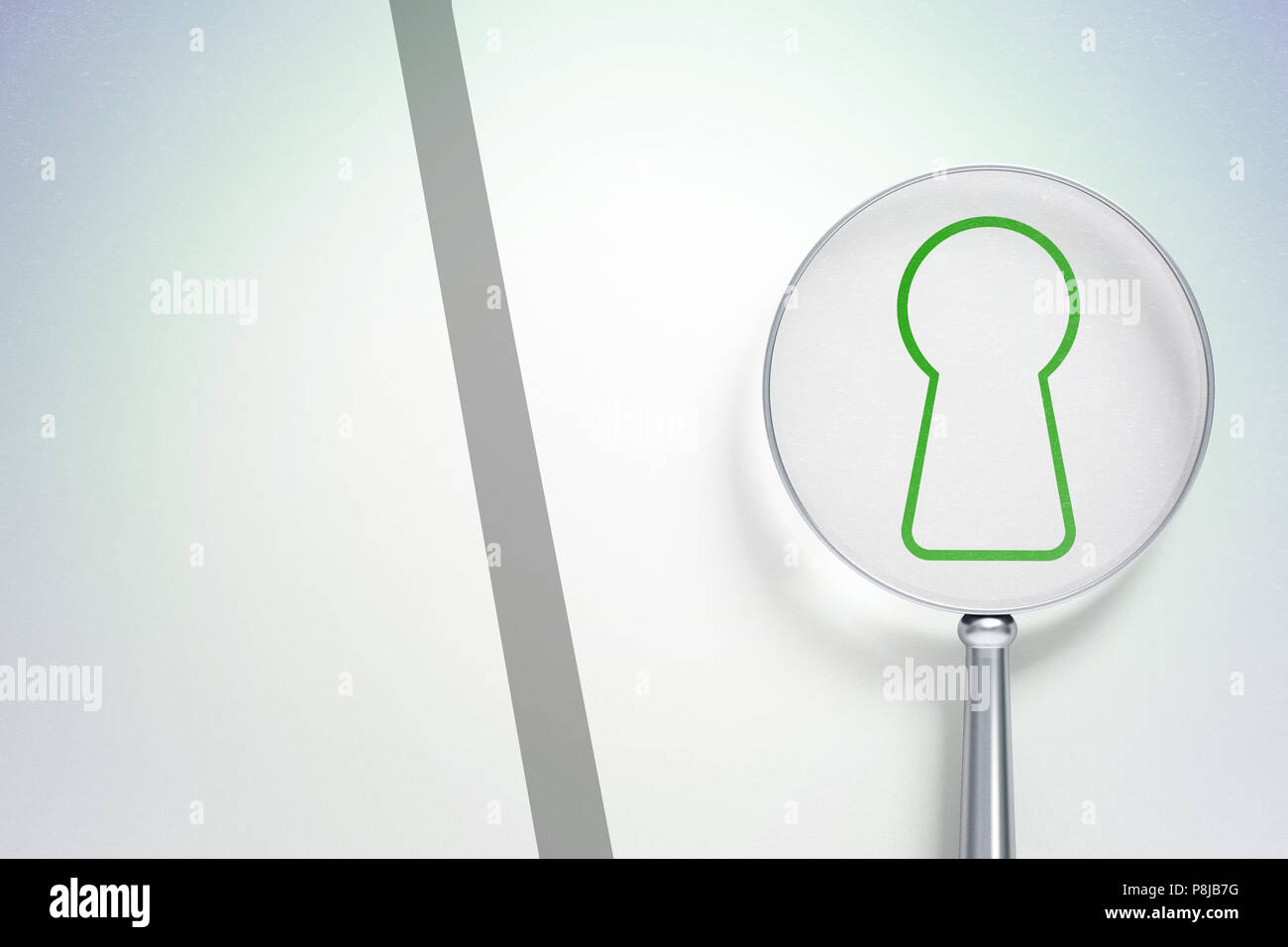 Information concept: Keyhole with optical glass on digital background ...