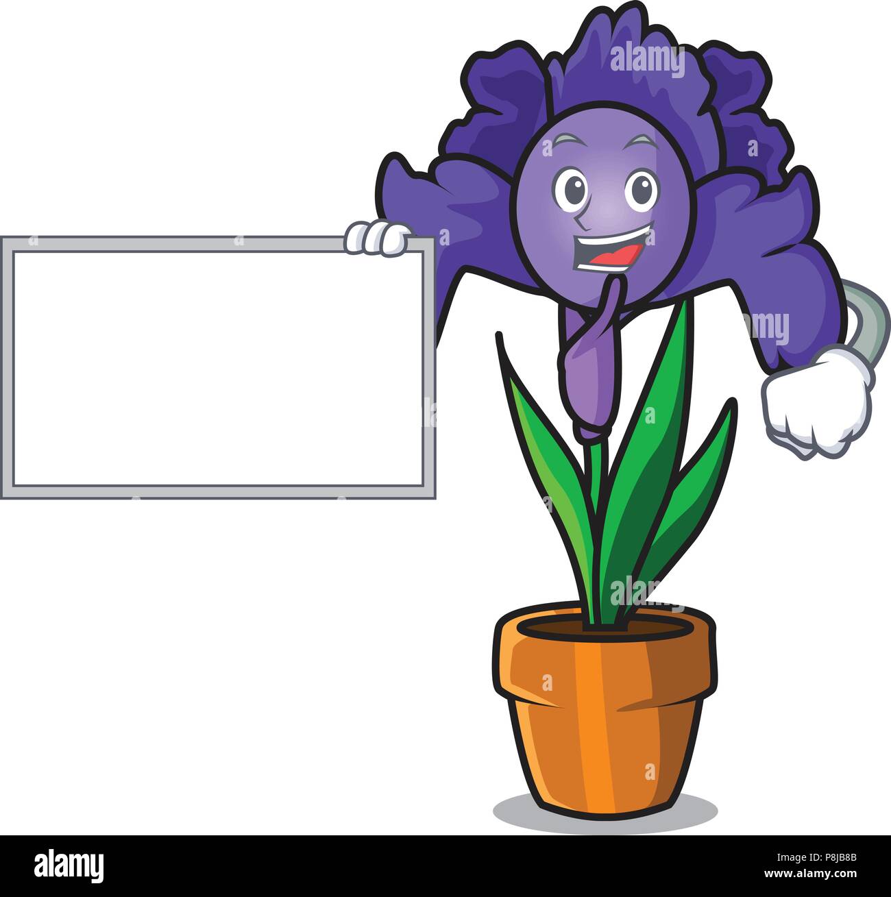 With board iris flower character cartoon Stock Vector Image & Art - Alamy
