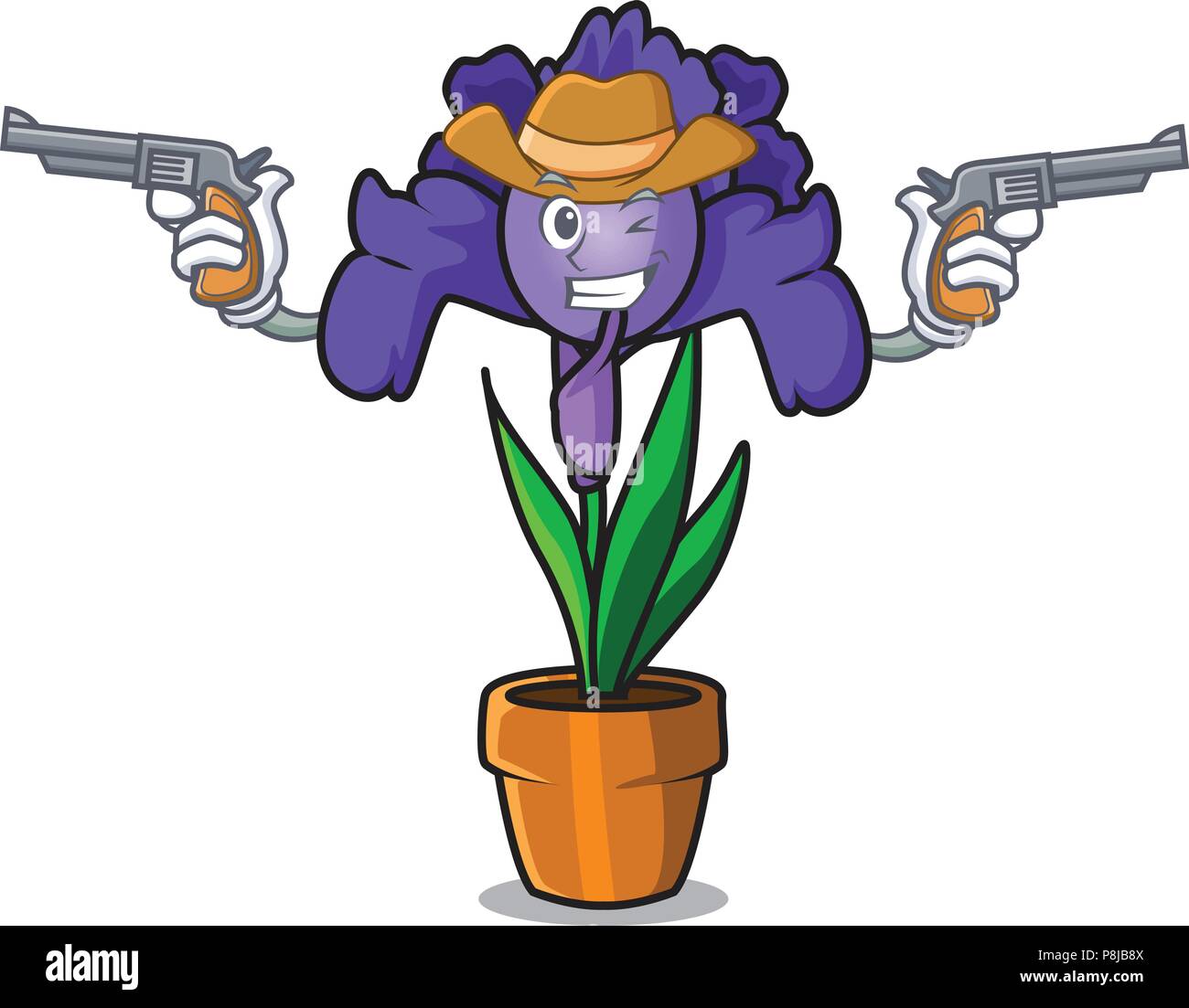 Cowboy iris flower character cartoon Stock Vector Image & Art - Alamy