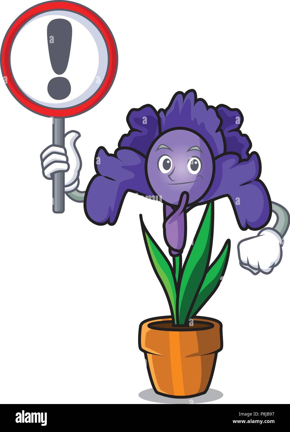 With sign iris flower character cartoon Stock Vector Image & Art - Alamy