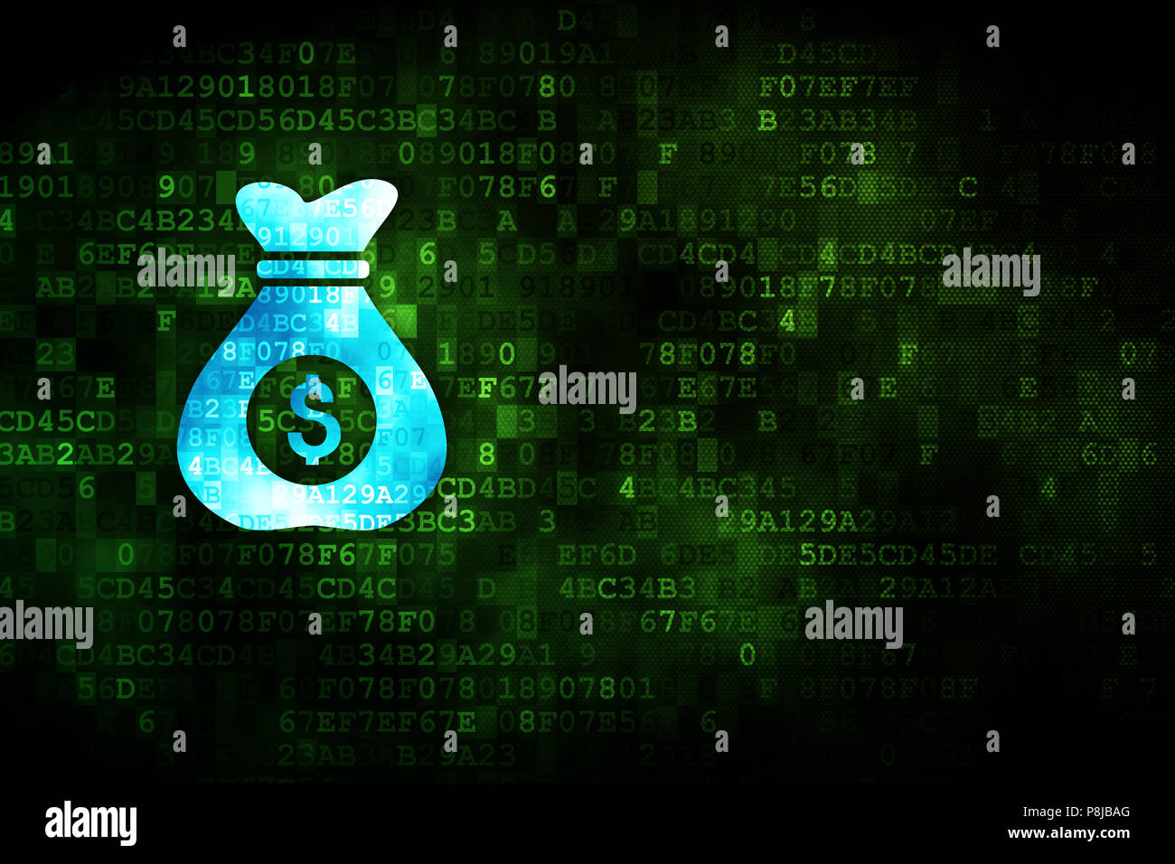 Finance concept: Money Bag on digital background Stock Photo - Alamy