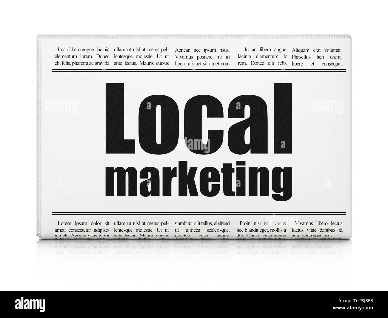 Advertising concept: newspaper headline Local Marketing Stock Photo - Alamy