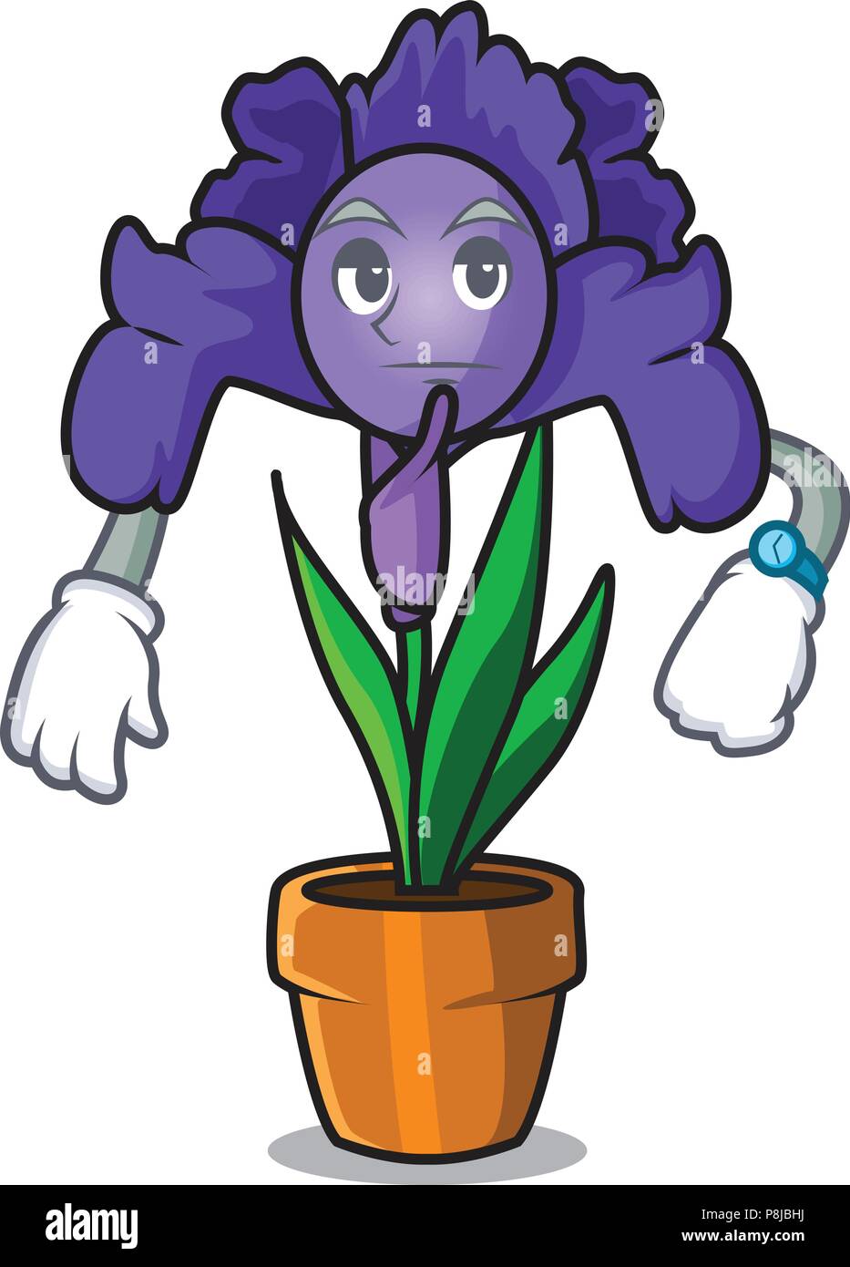 Waiting iris flower mascot cartoon Stock Vector Image & Art - Alamy