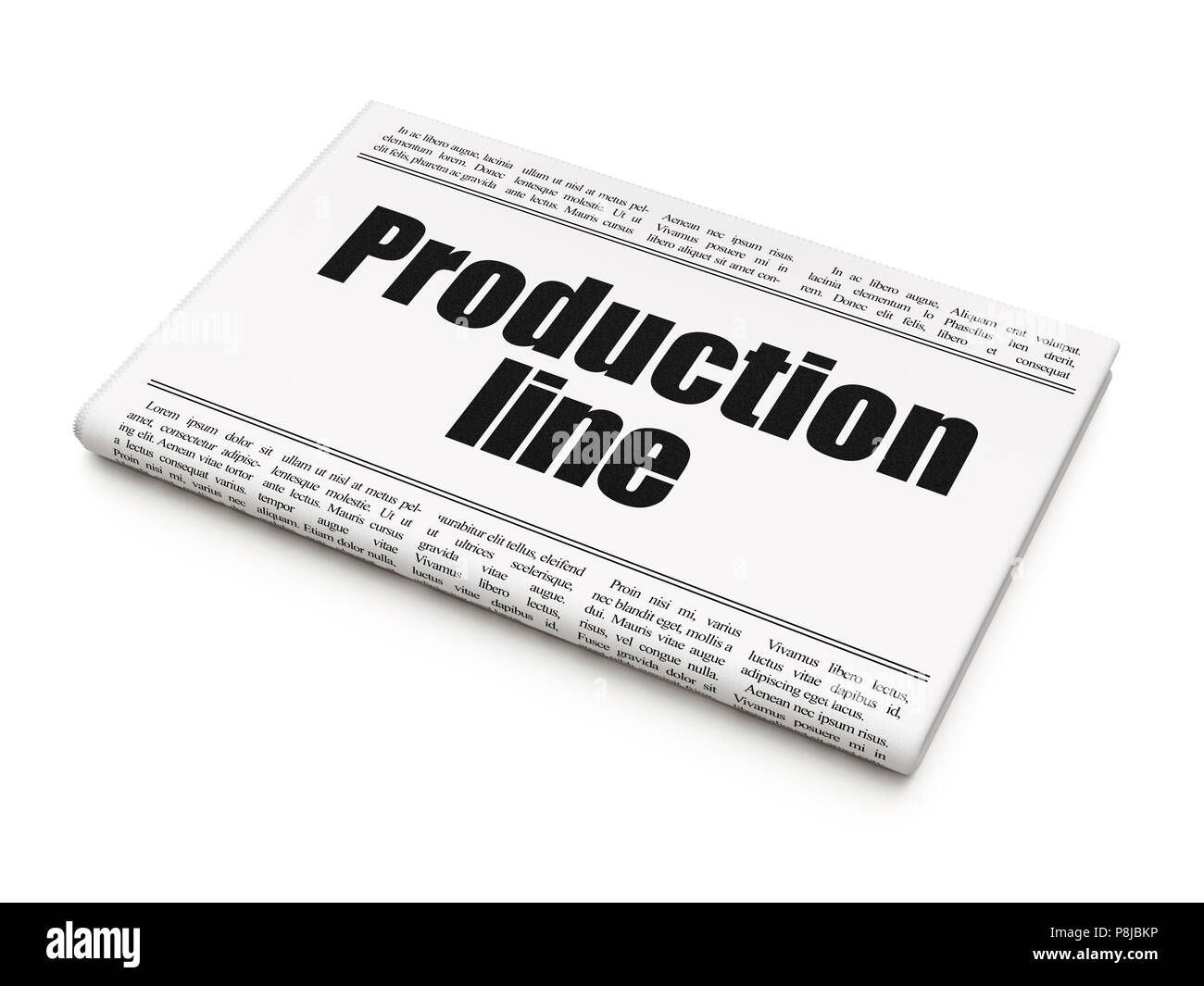 Manufacuring concept: newspaper headline Production Line Stock Photo ...