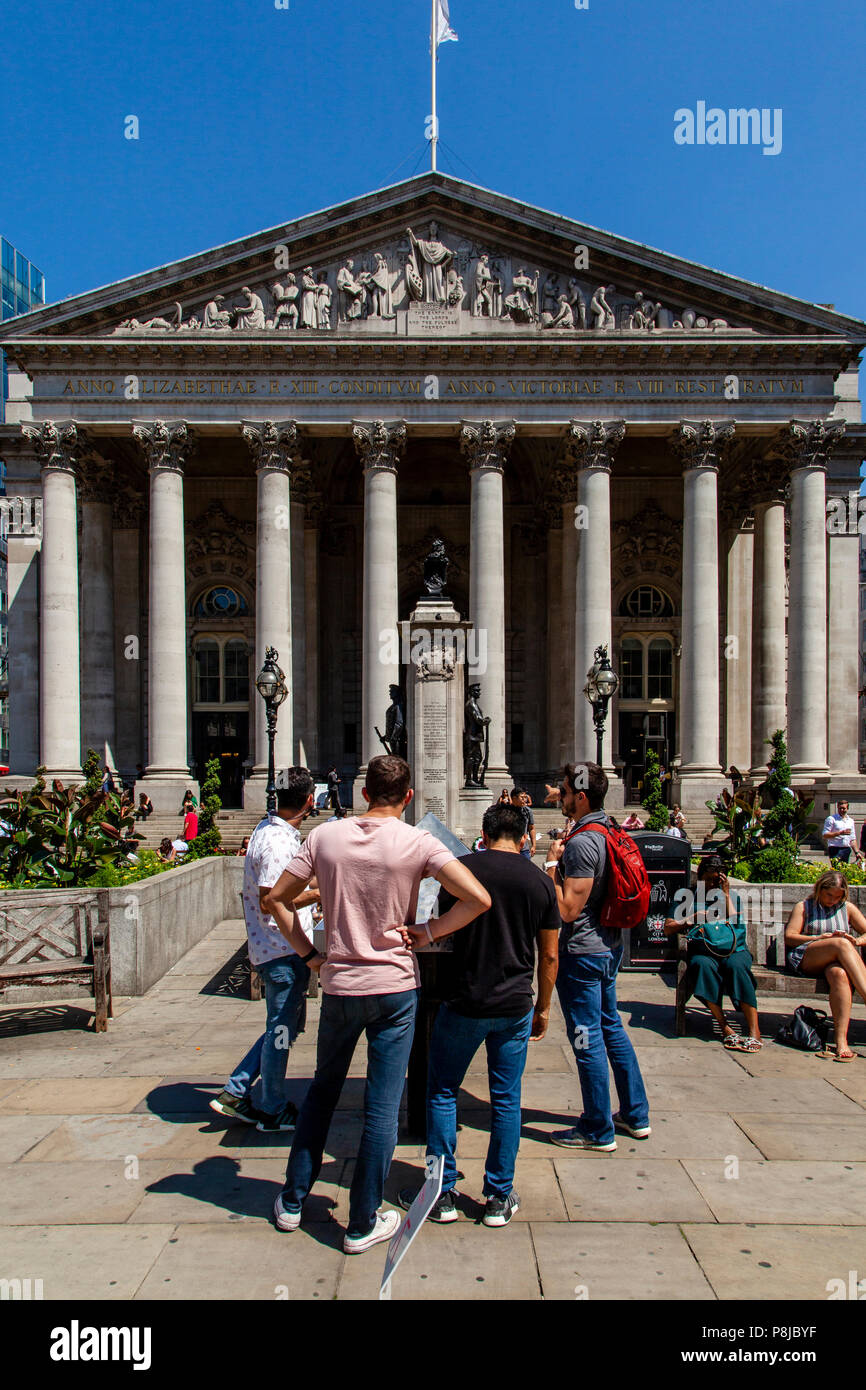 The Royal Exchange Building, City of London, London, England Stock ...