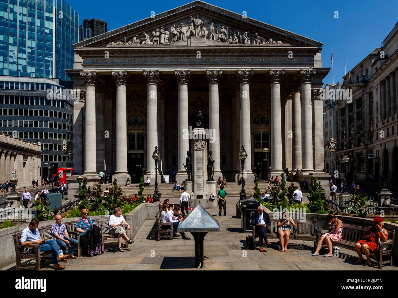 The Royal Exchange Building, City of London, London, England Stock ...