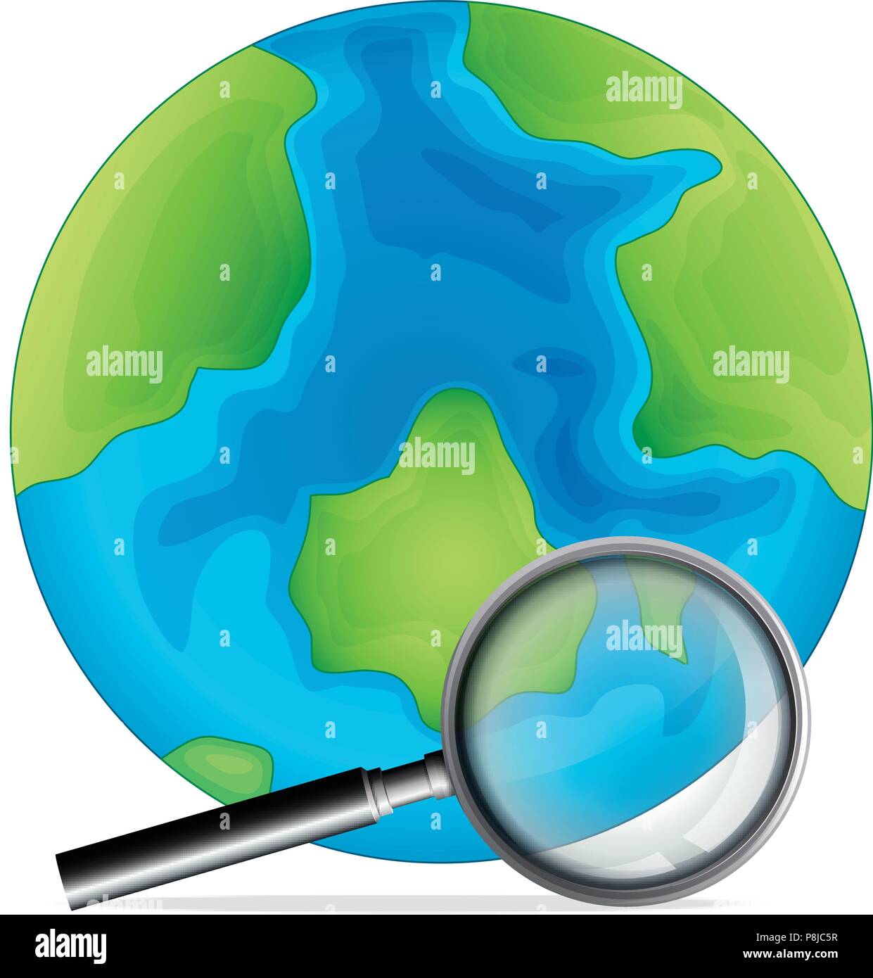 A Globe and Magnifying Glass illustration Stock Vector Image & Art - Alamy