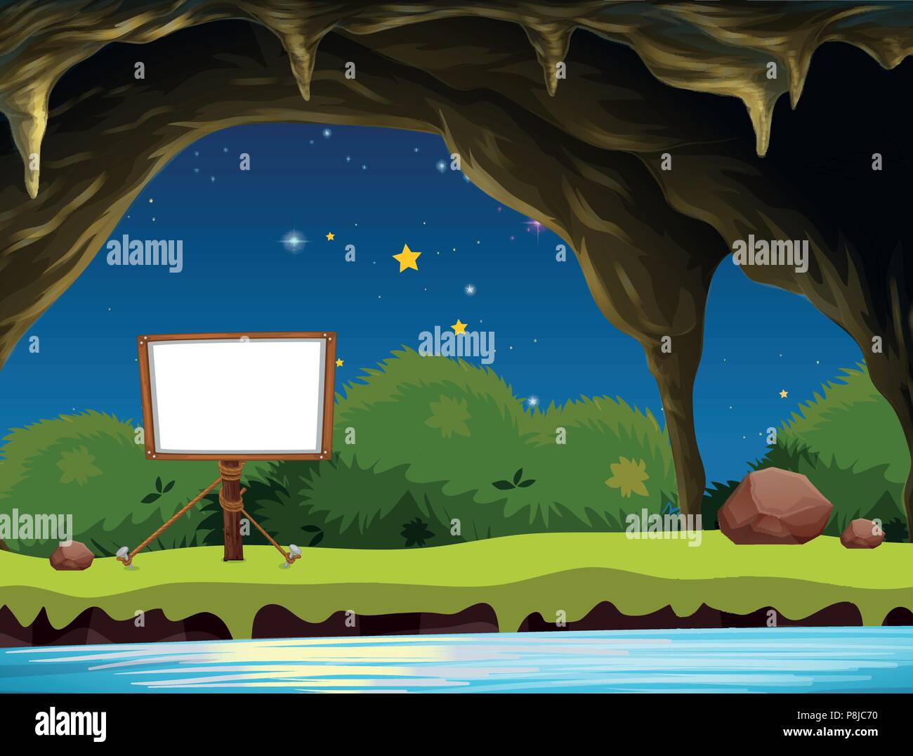 A Blank Signboard in Cave illustration Stock Vector Image & Art - Alamy
