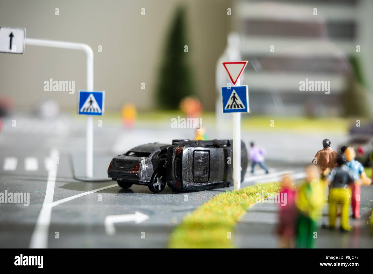 Miniature yoy model of traffic collision of two cars Stock Photo - Alamy