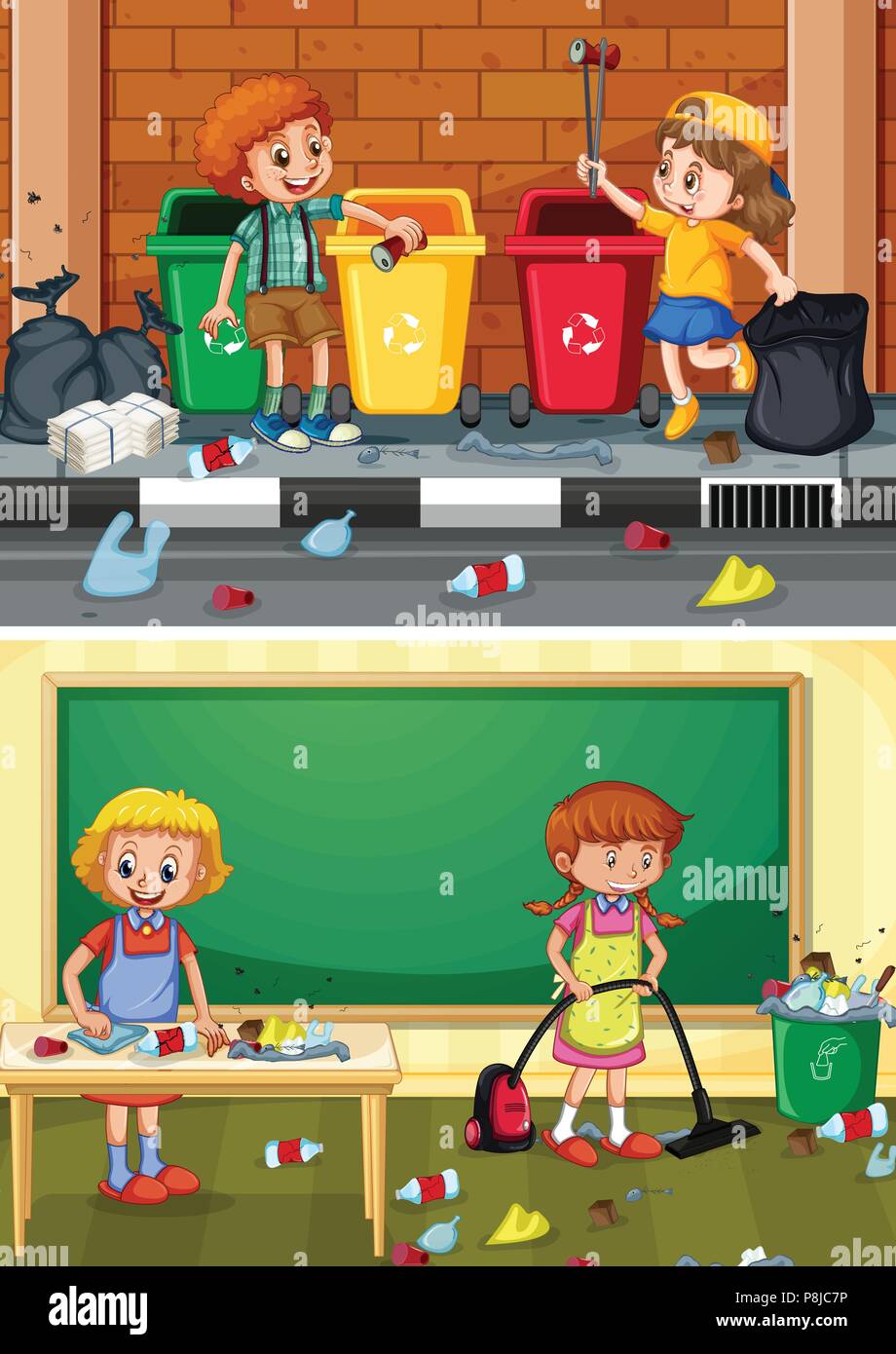A Set of People Cleaning illustration Stock Vector Image & Art - Alamy