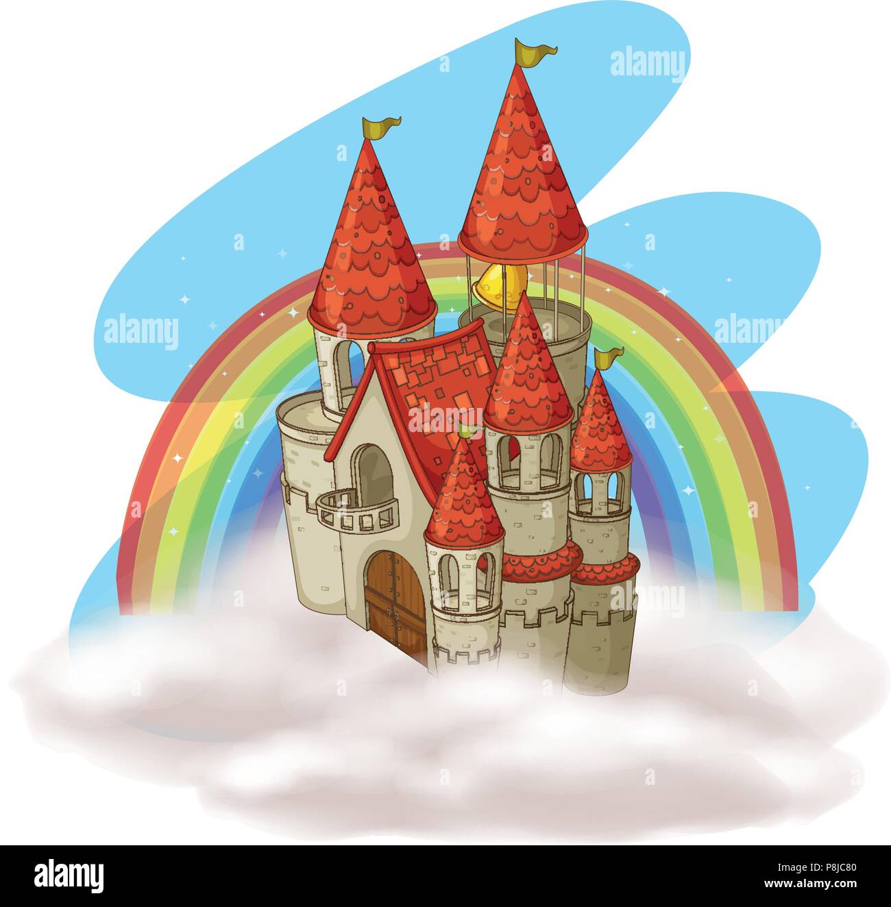 A Fairytale Castle and Rainbow illustration Stock Vector Image & Art ...