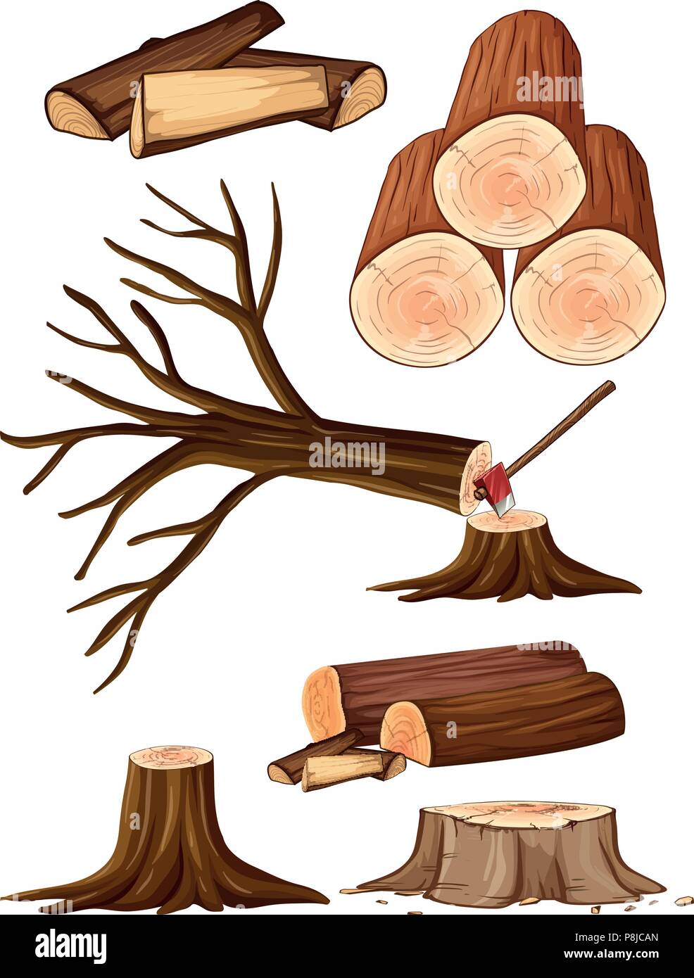 A Process of Cutting Tree illustration Stock Vector Image & Art - Alamy