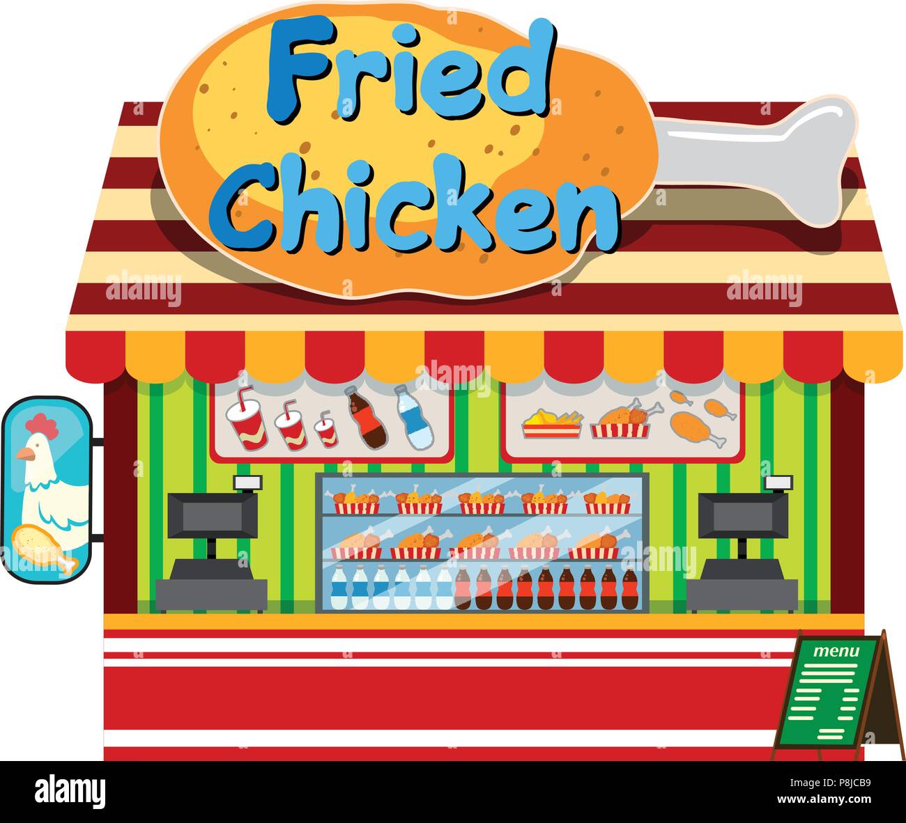 A Fried Chicken Shop on White Background illustration Stock Vector ...