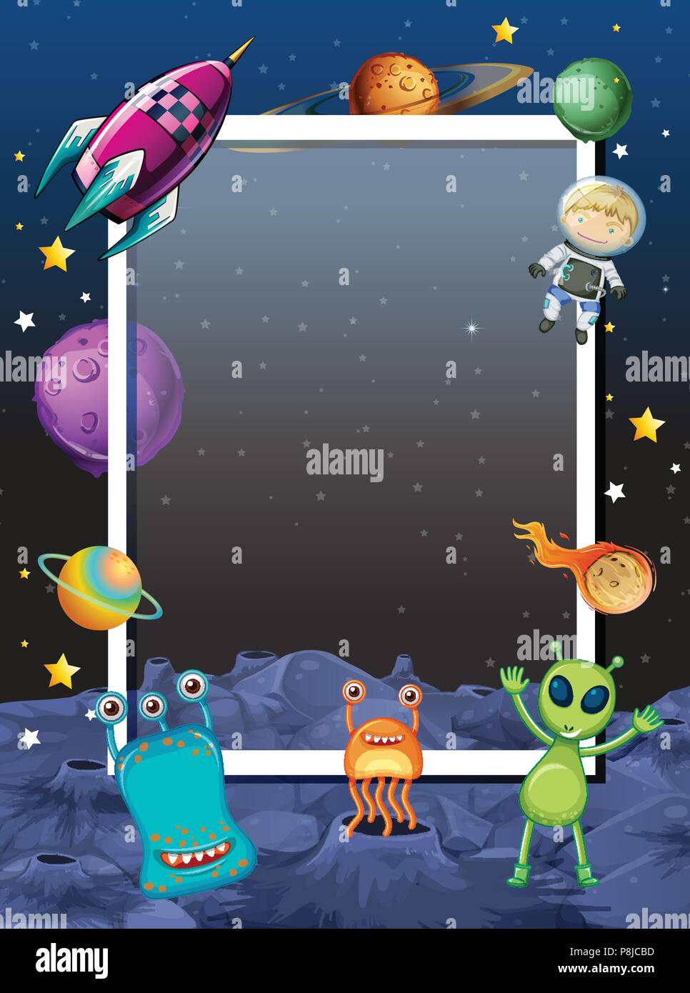 A Friendly Alien Frame illustration Stock Vector Image & Art - Alamy