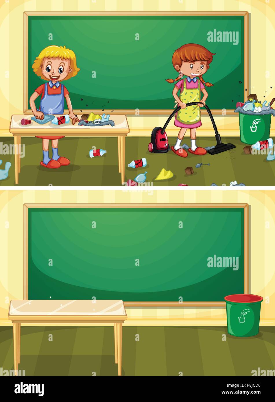 Janitor Cleaning Dirty Classroom illustration Stock Vector Image & Art ...