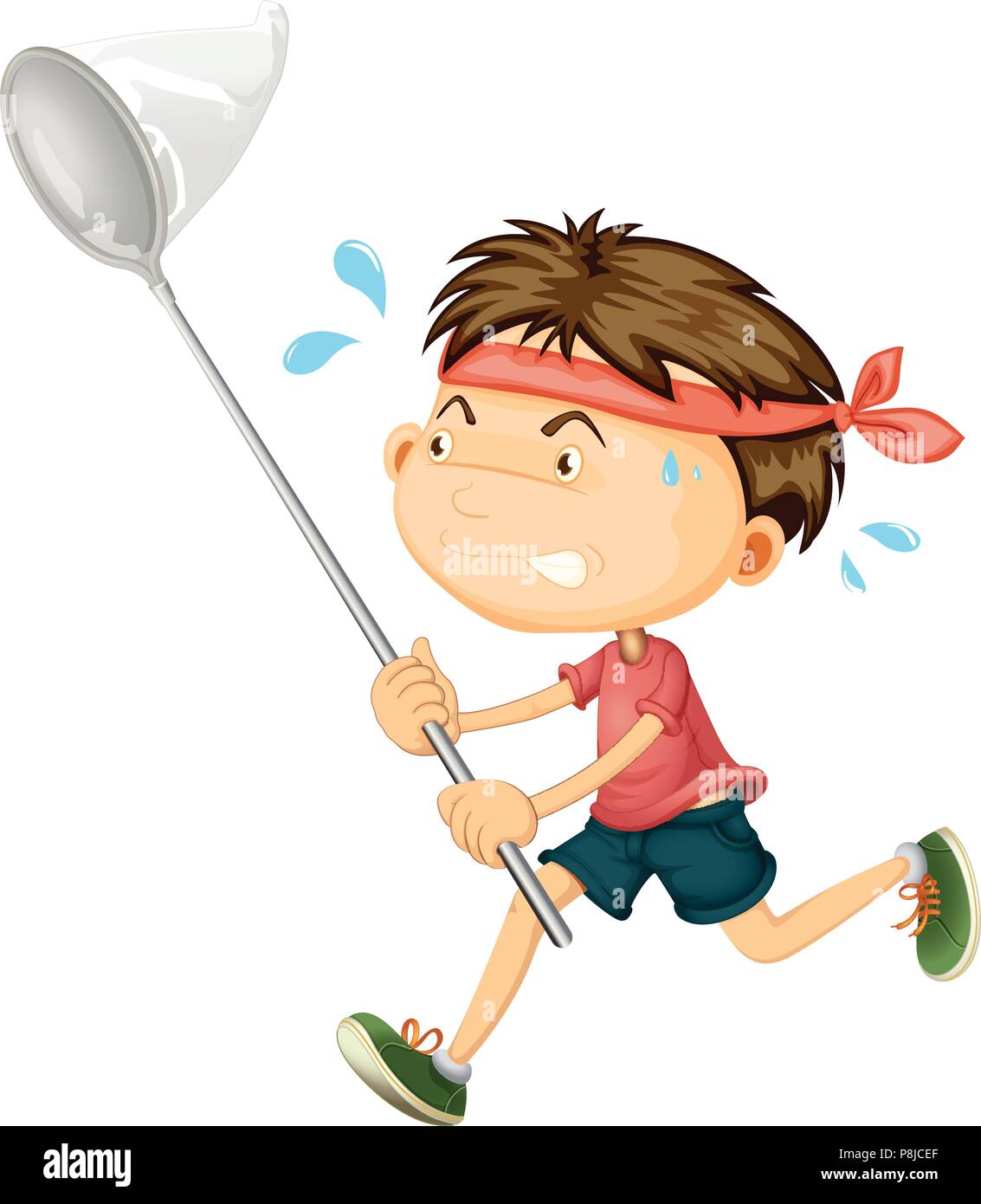 Boy Running with Insect Net illustration Stock Vector Image & Art - Alamy
