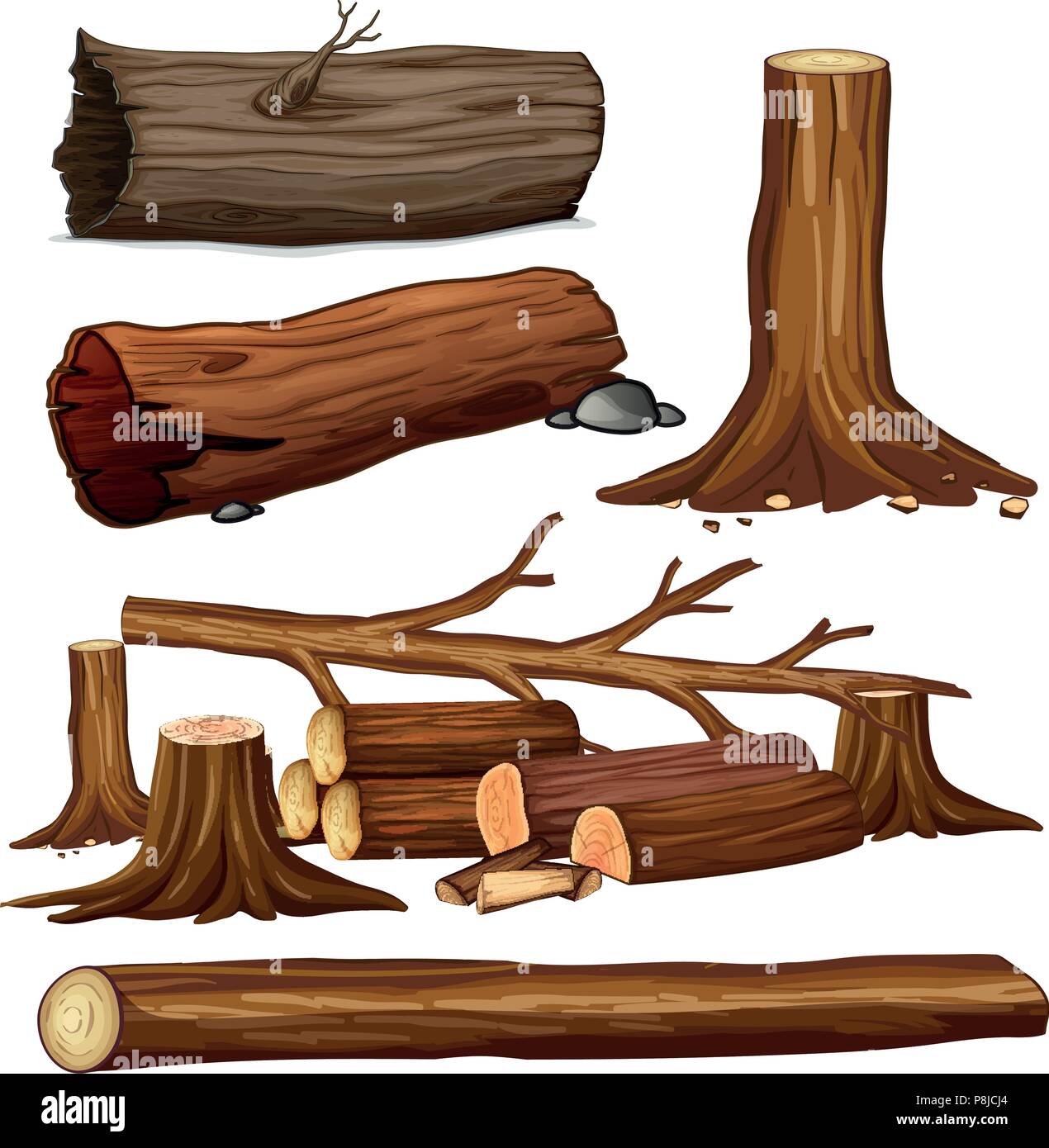 A Set of Tree Wood illustration Stock Vector Image & Art - Alamy