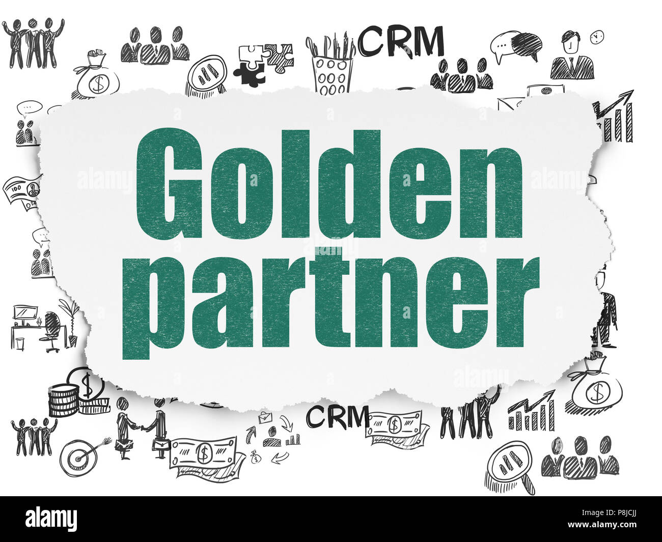 Business concept: Golden Partner on Torn Paper background Stock Photo ...