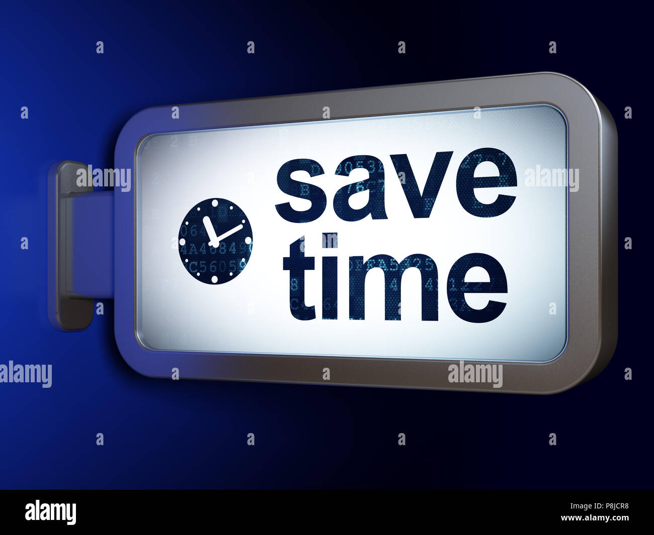Time concept: Save Time and Clock on billboard background Stock Photo ...