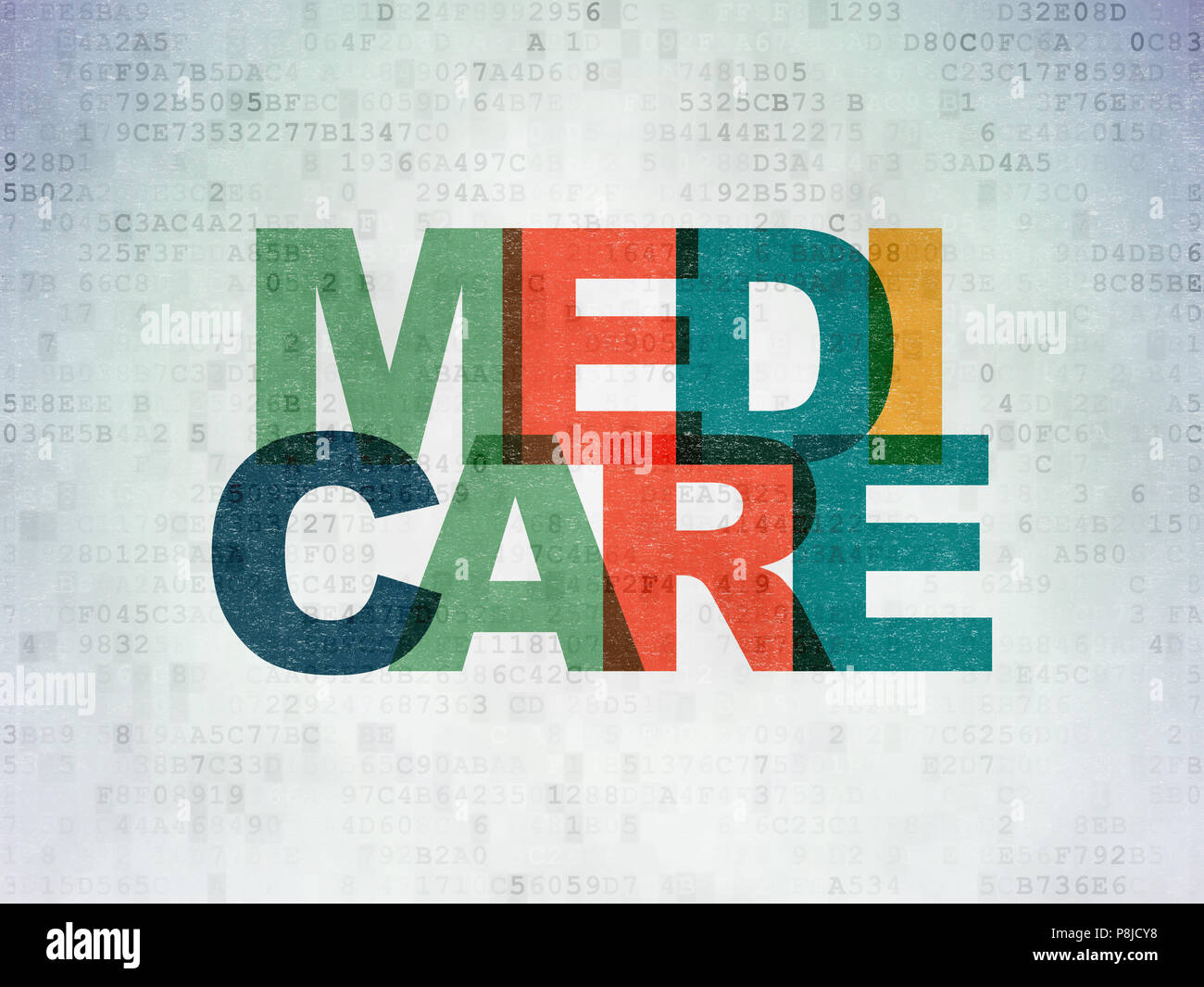 Medicine concept: Medicare on Digital Data Paper background Stock Photo ...