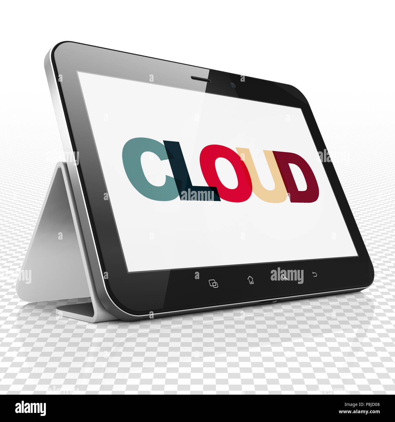 Cloud networking concept: Tablet Computer with Cloud on display Stock ...