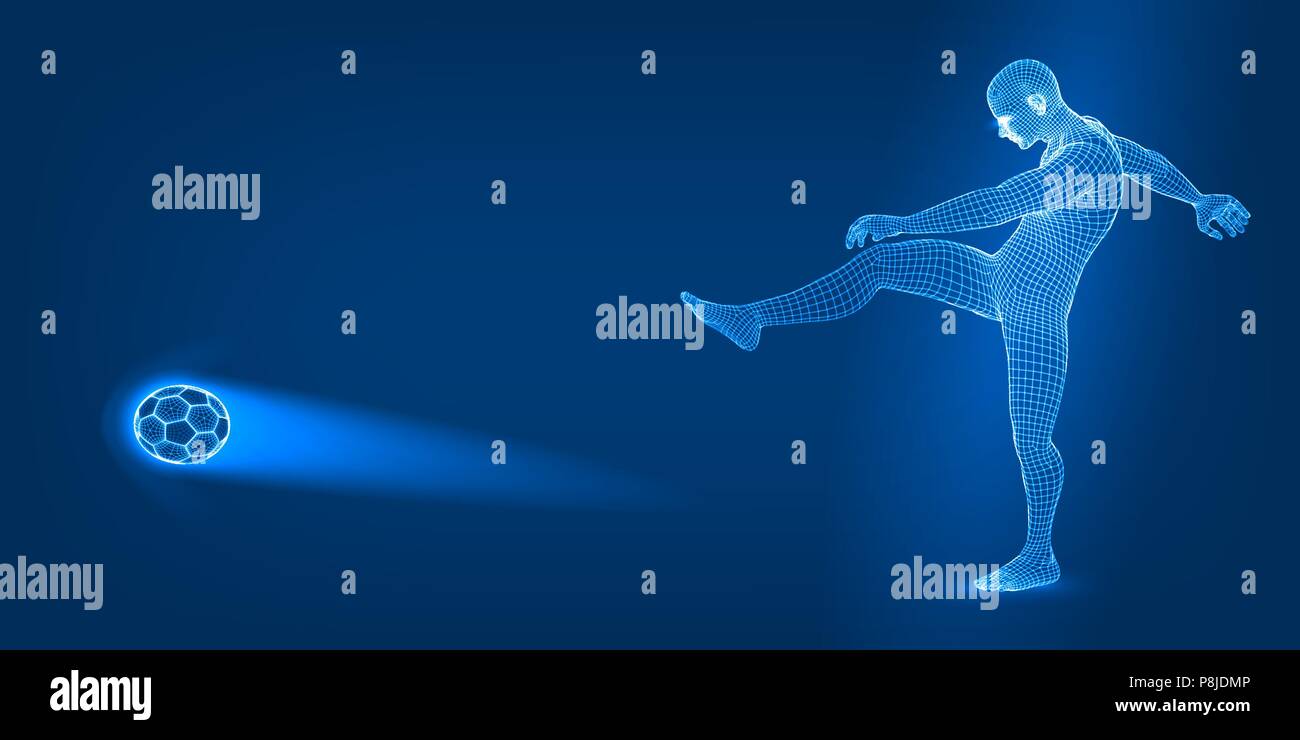 football shoot. 3d wireframe style vector illustration Stock Vector ...
