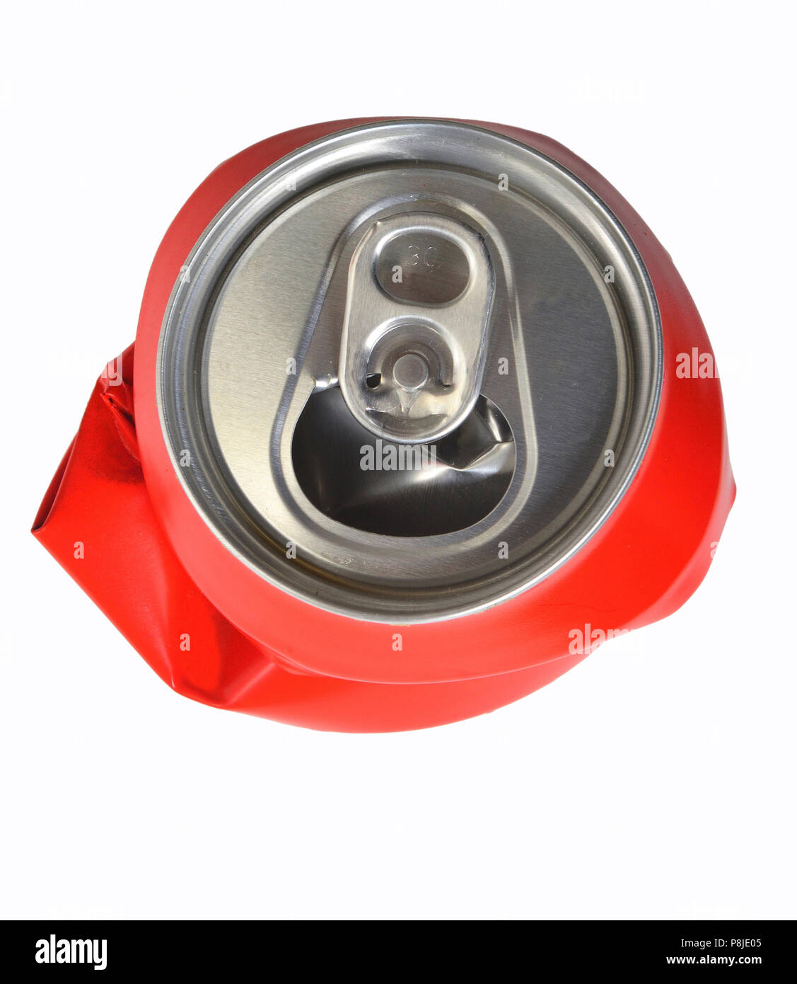 red aluminum can flattened Stock Photo - Alamy