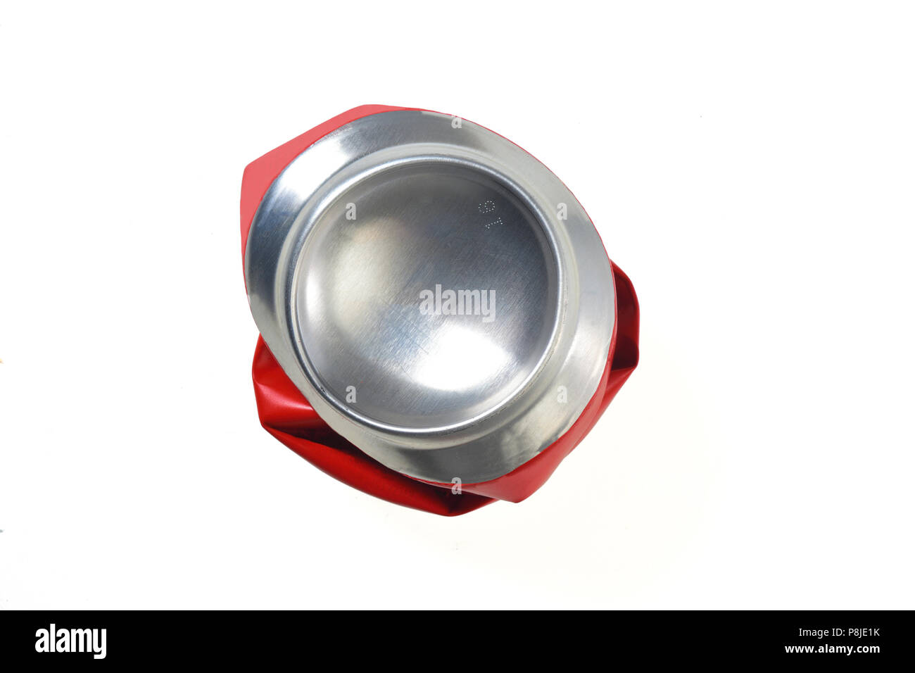 red aluminum can flattened Stock Photo - Alamy