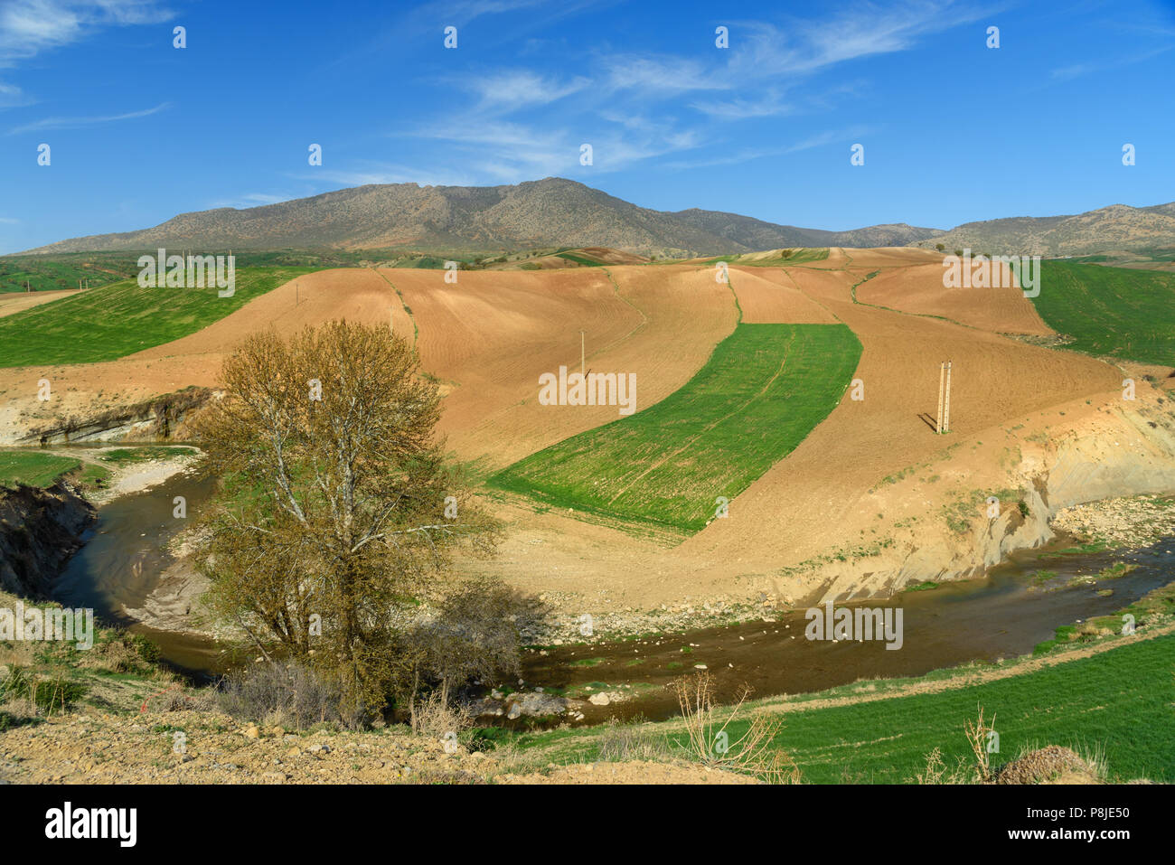 Nature landscape with fields on mountains in Lorestan Province. Iran ...