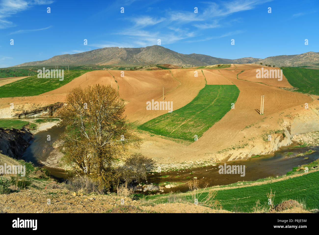 Nature landscape with fields on mountains in Lorestan Province. Iran ...