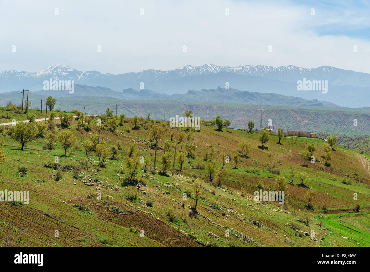 Nature landscape with fields on mountains in Lorestan Province. Iran ...