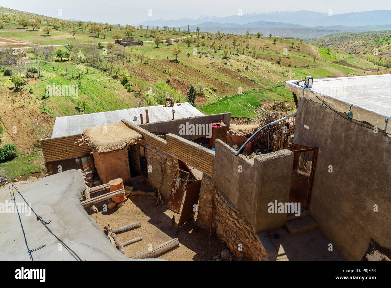 Nature landscape with fields on mountains in Lorestan Province. Iran ...