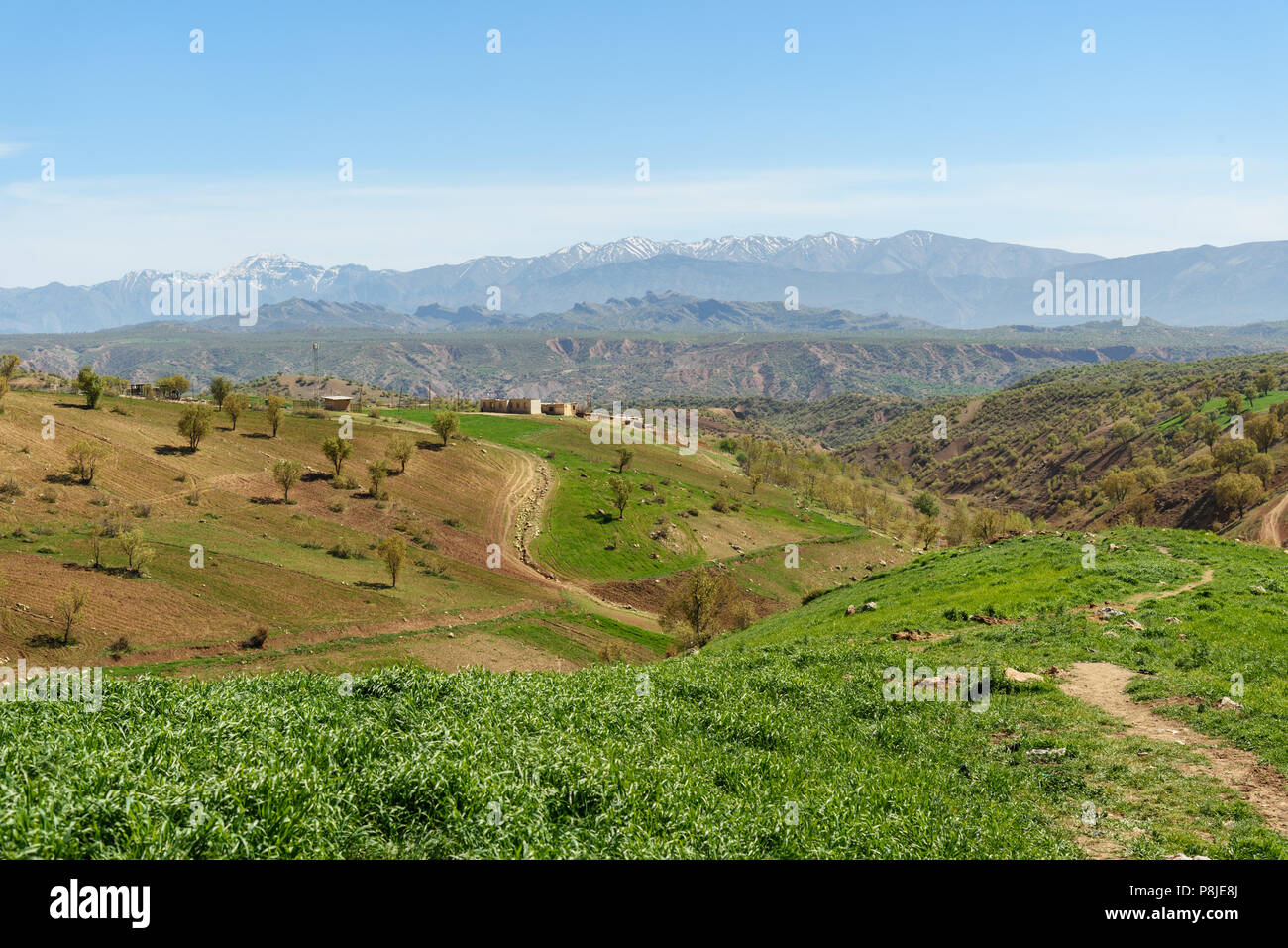 Nature landscape with fields on mountains in Lorestan Province. Iran ...