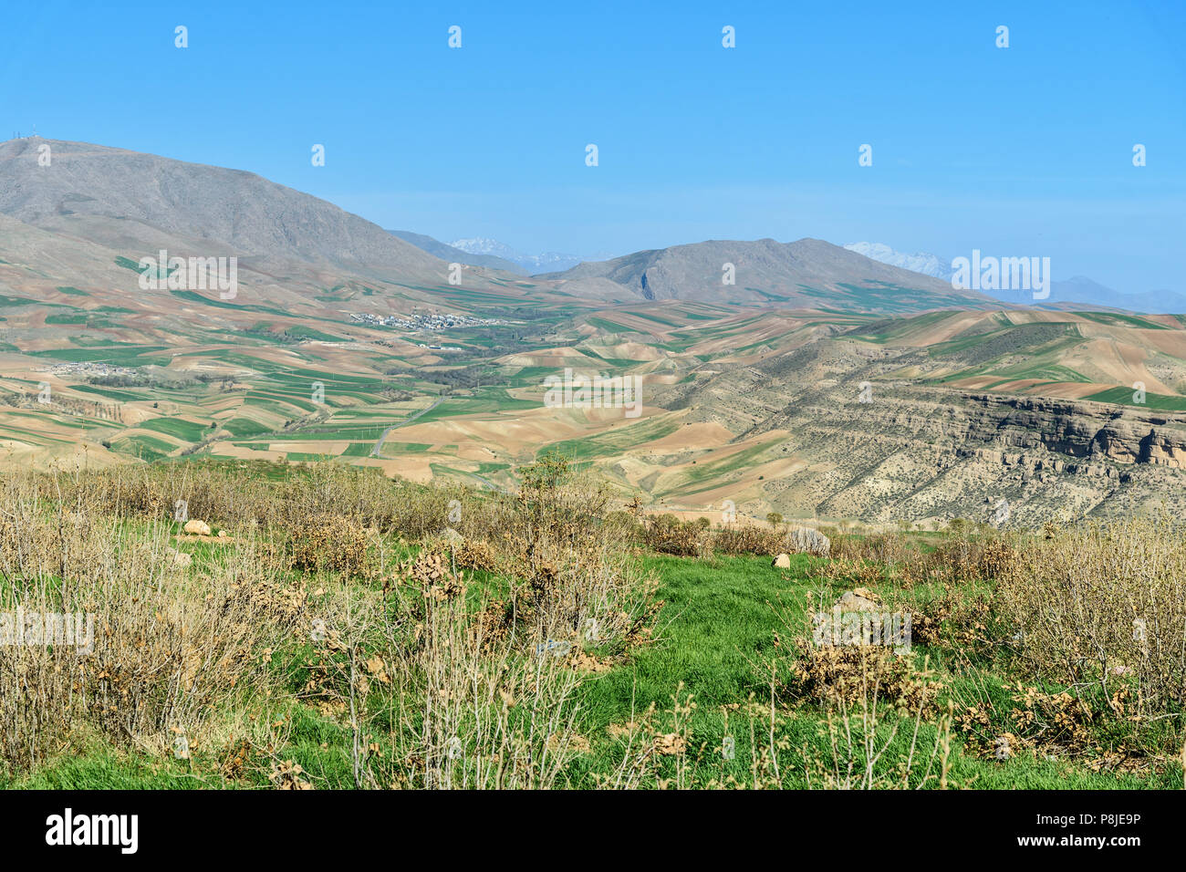 Nature landscape with fields on mountains in Lorestan Province. Iran ...