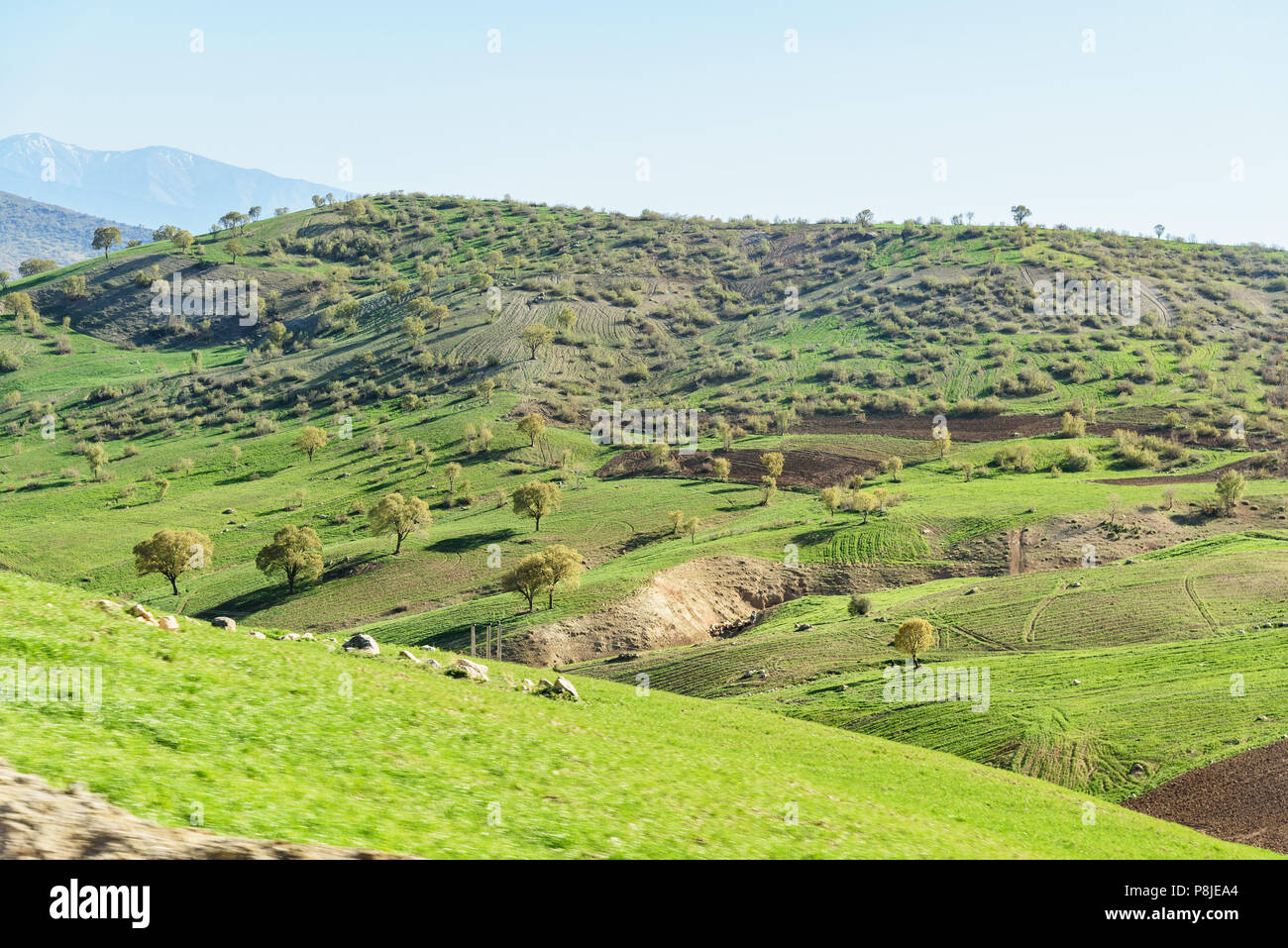 Nature landscape with fields on mountains in Lorestan Province. Iran ...