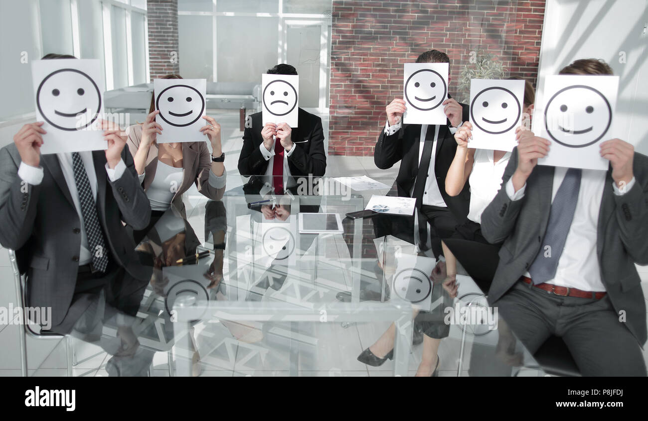 Businessman smiley face sign hi-res stock photography and images - Alamy