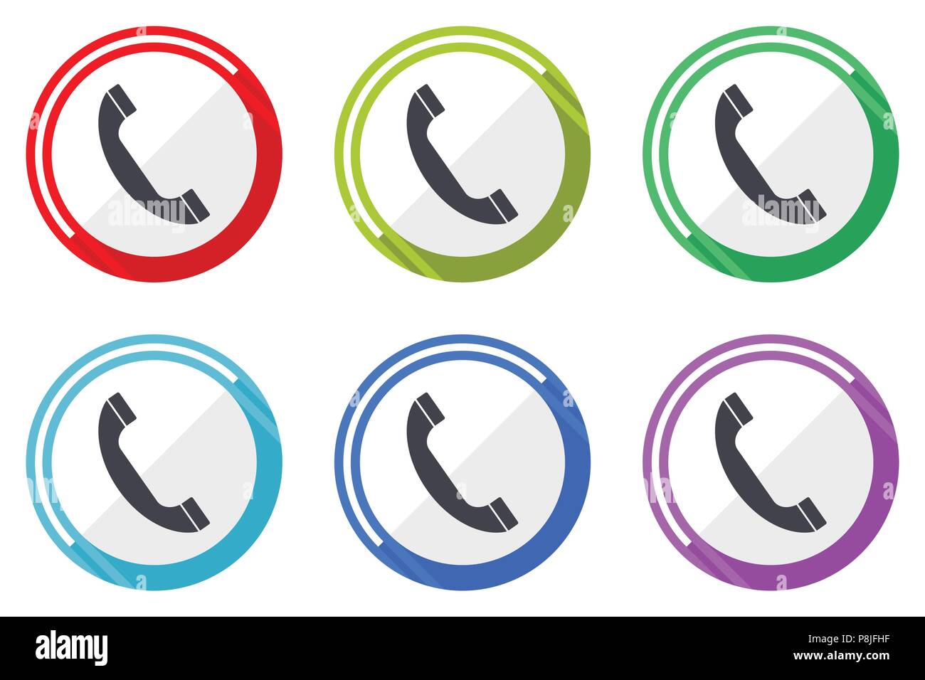 Phone vector icons, set of colorful flat design internet symbols on ...
