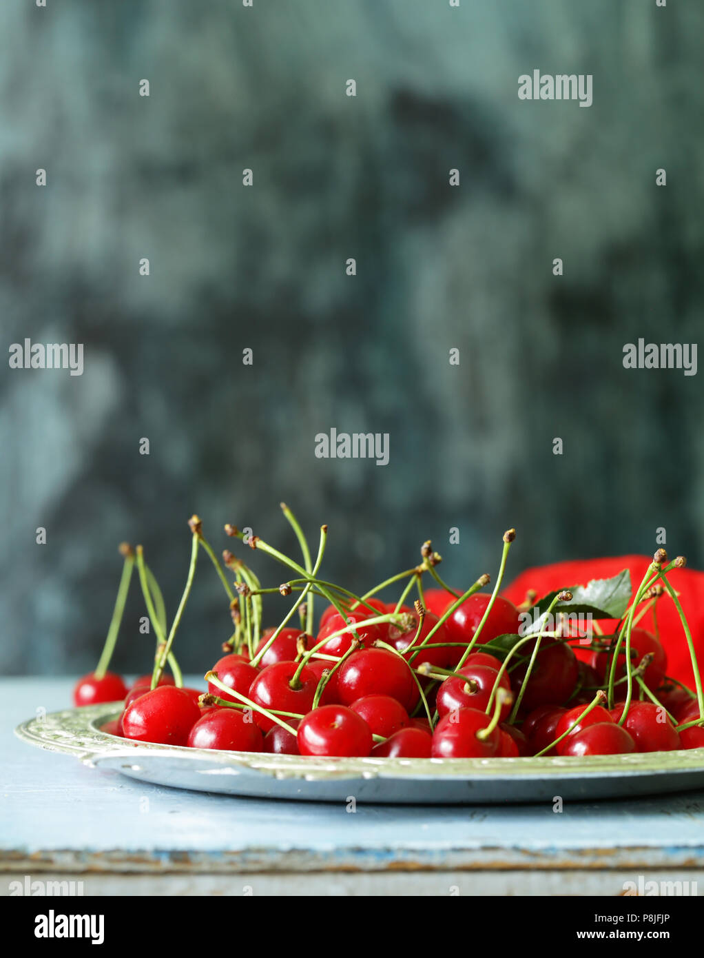 ripe organic cherry, rustic still life Stock Photo - Alamy
