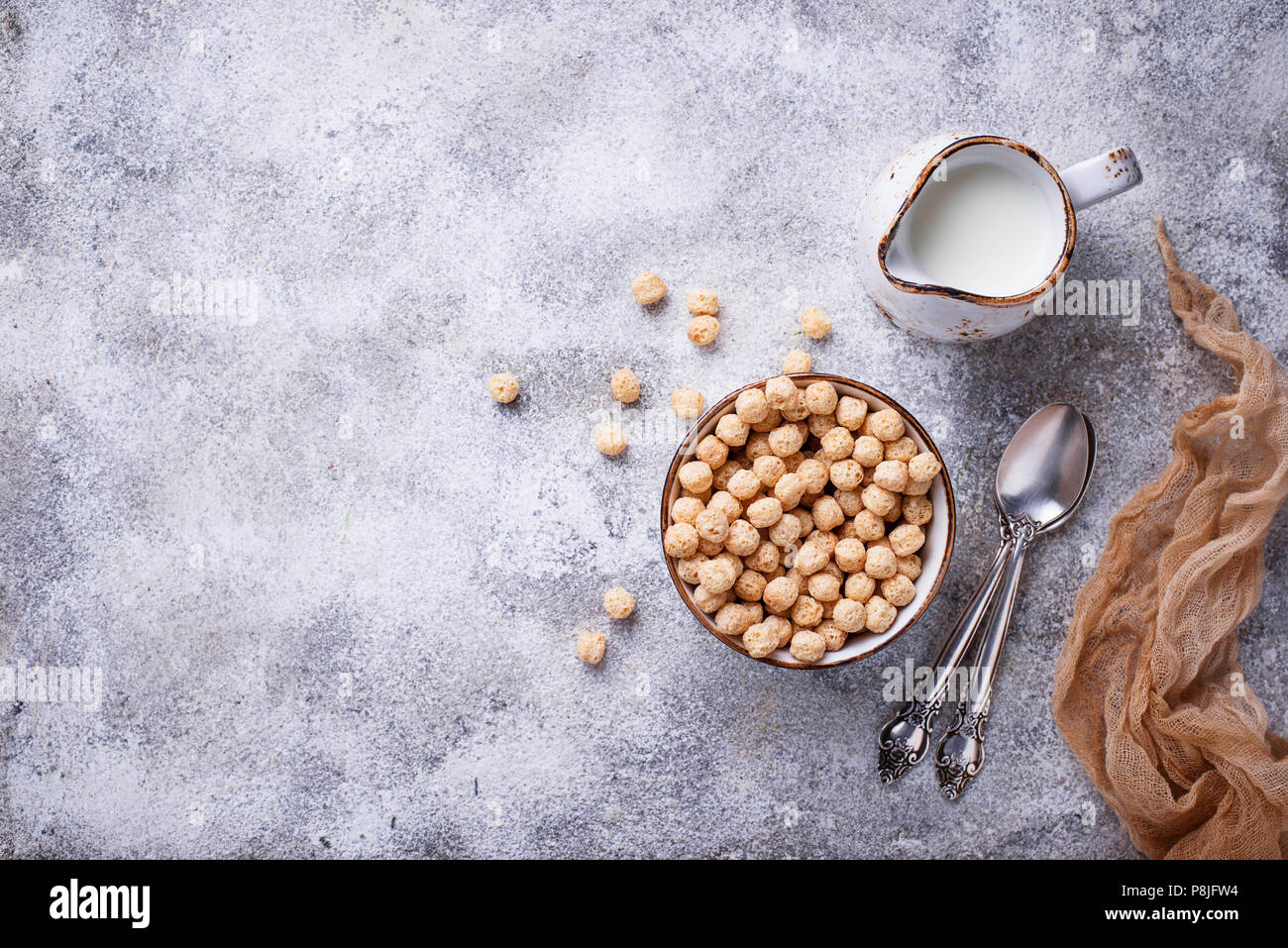 Sweet corn flakes ball for breakfast Stock Photo - Alamy