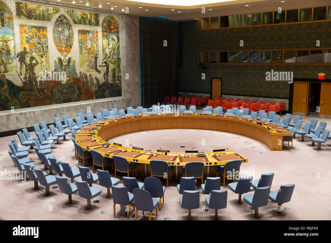 New York, NY - July 12, 2018: View of empty United Nations Security ...