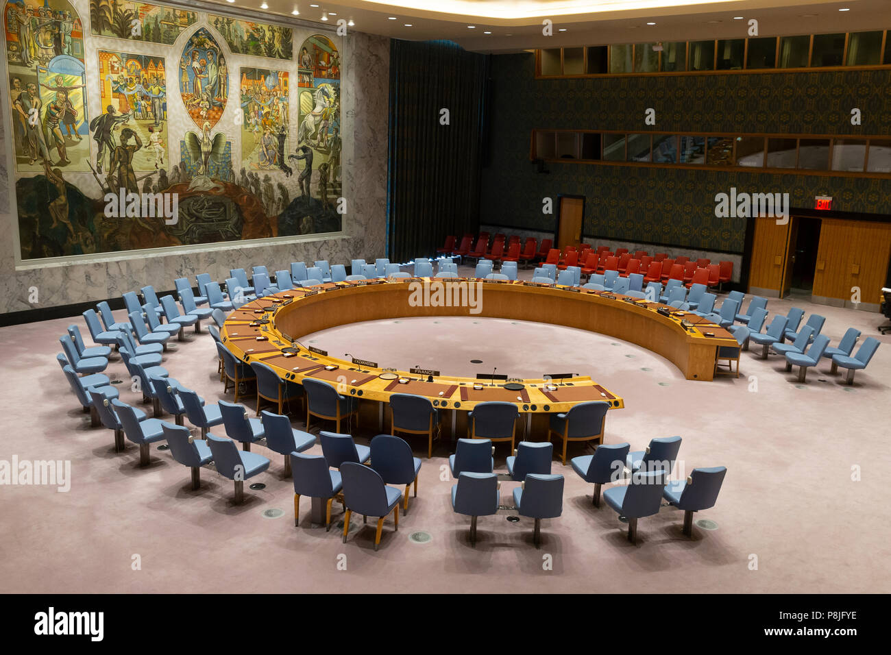 New York, NY - July 12, 2018: View of empty United Nations Security ...