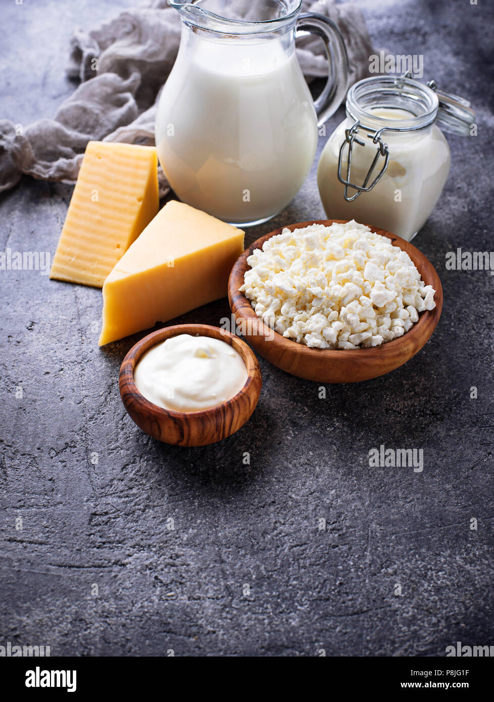 Assortment of various dairy products Stock Photo - Alamy