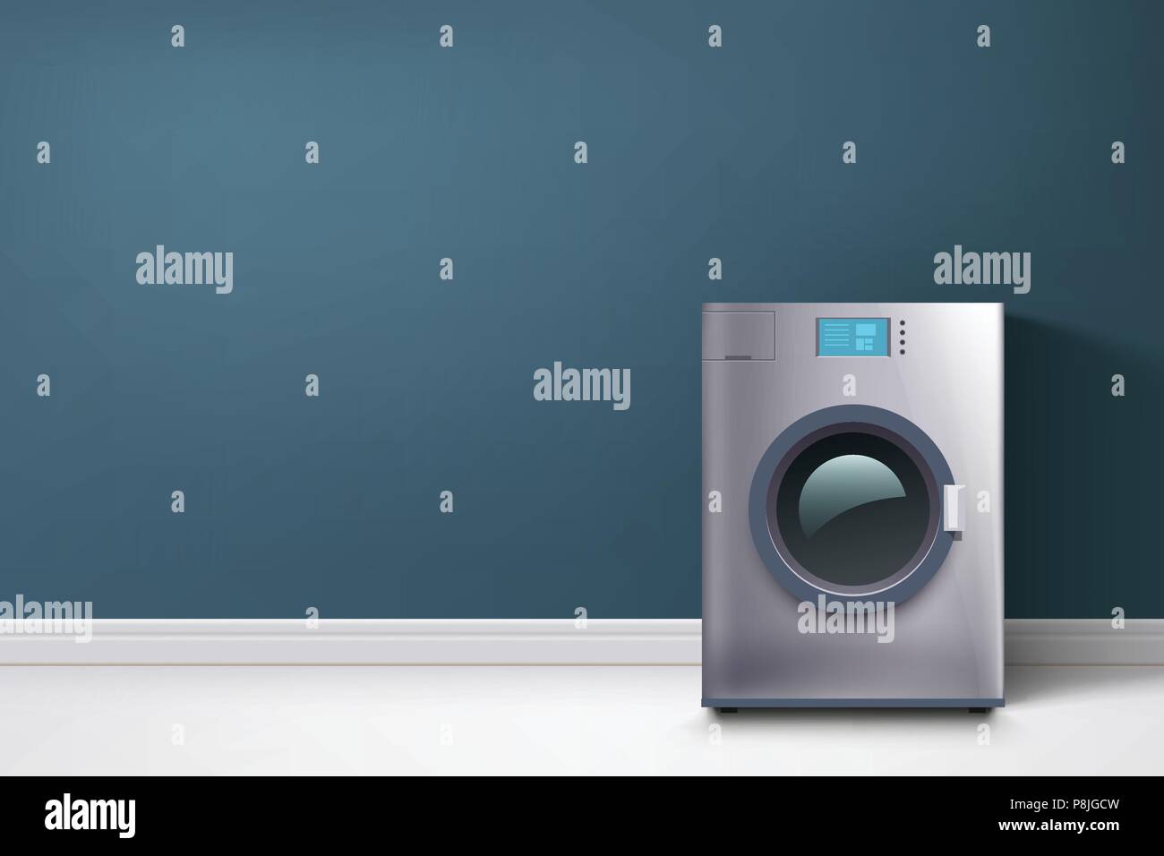 wash machine at blue wall Stock Vector Image & Art - Alamy