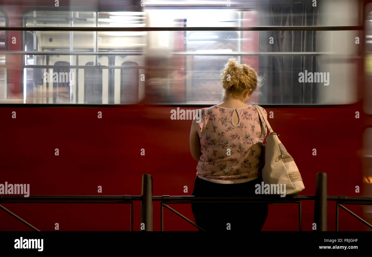 Woman Waiting Alone Bus Stop Stock Photos & Woman Waiting Alone Bus ...
